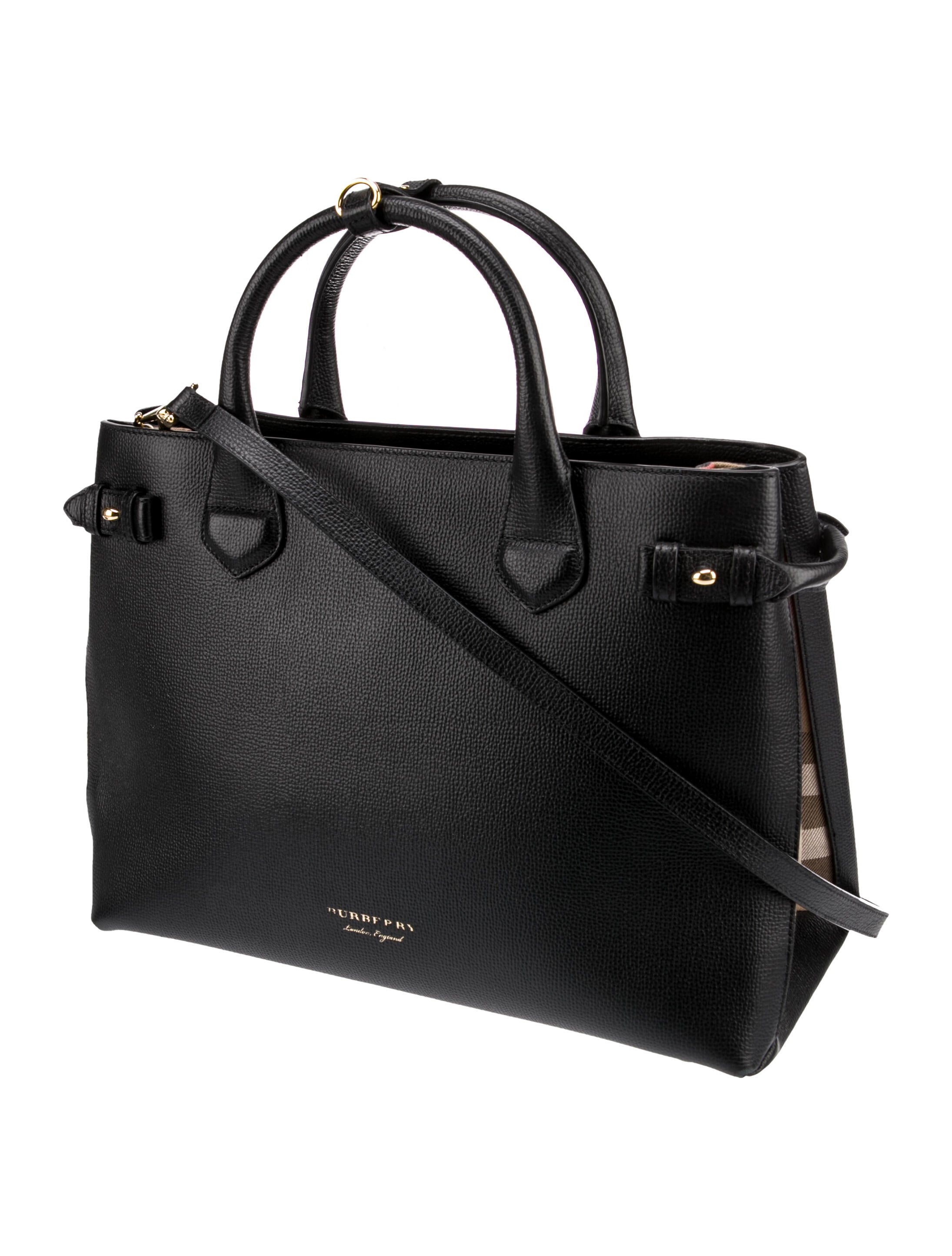 Burberry Leather Banner Tote - Black Shoulder Bags, Handbags ...
