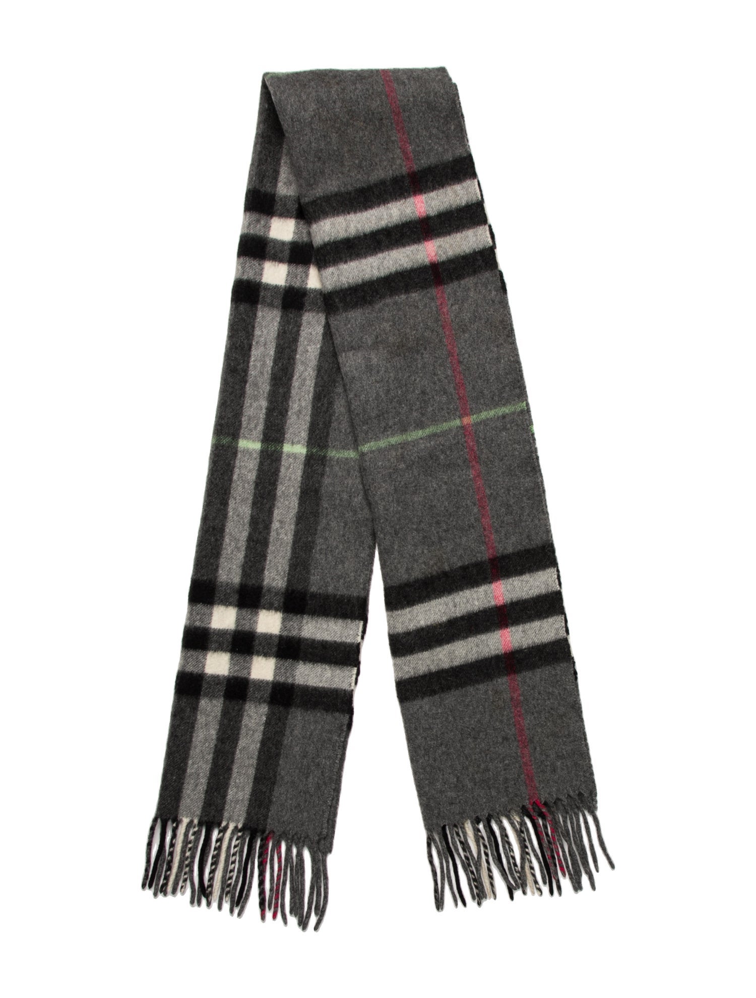 Burberry Cashmere Striped Scarf - Grey Scarves and Shawls, Accessories ...