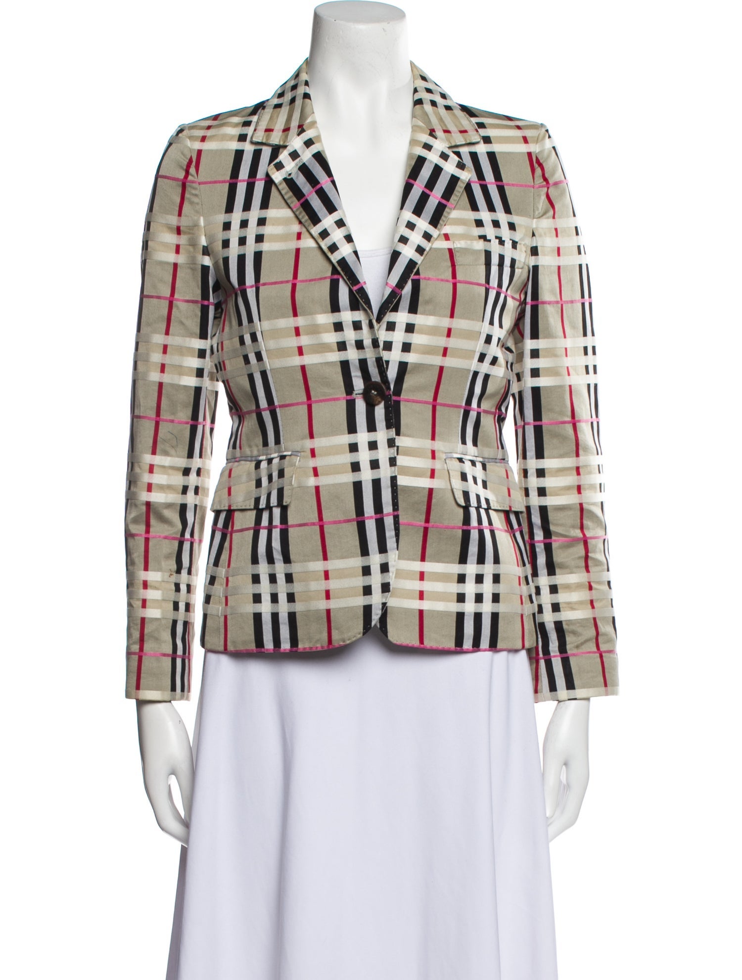 Burberry London Plaid Print Blazer - Neutrals Jackets, Clothing ...