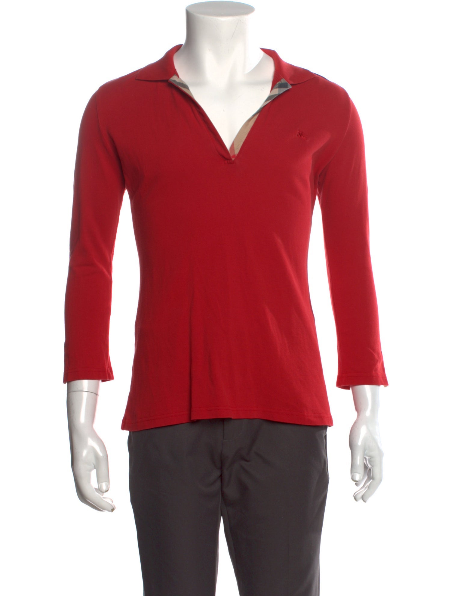 Burberry London Collar Three-Quarter Sleeve Polo Shirt - Red Polos ...