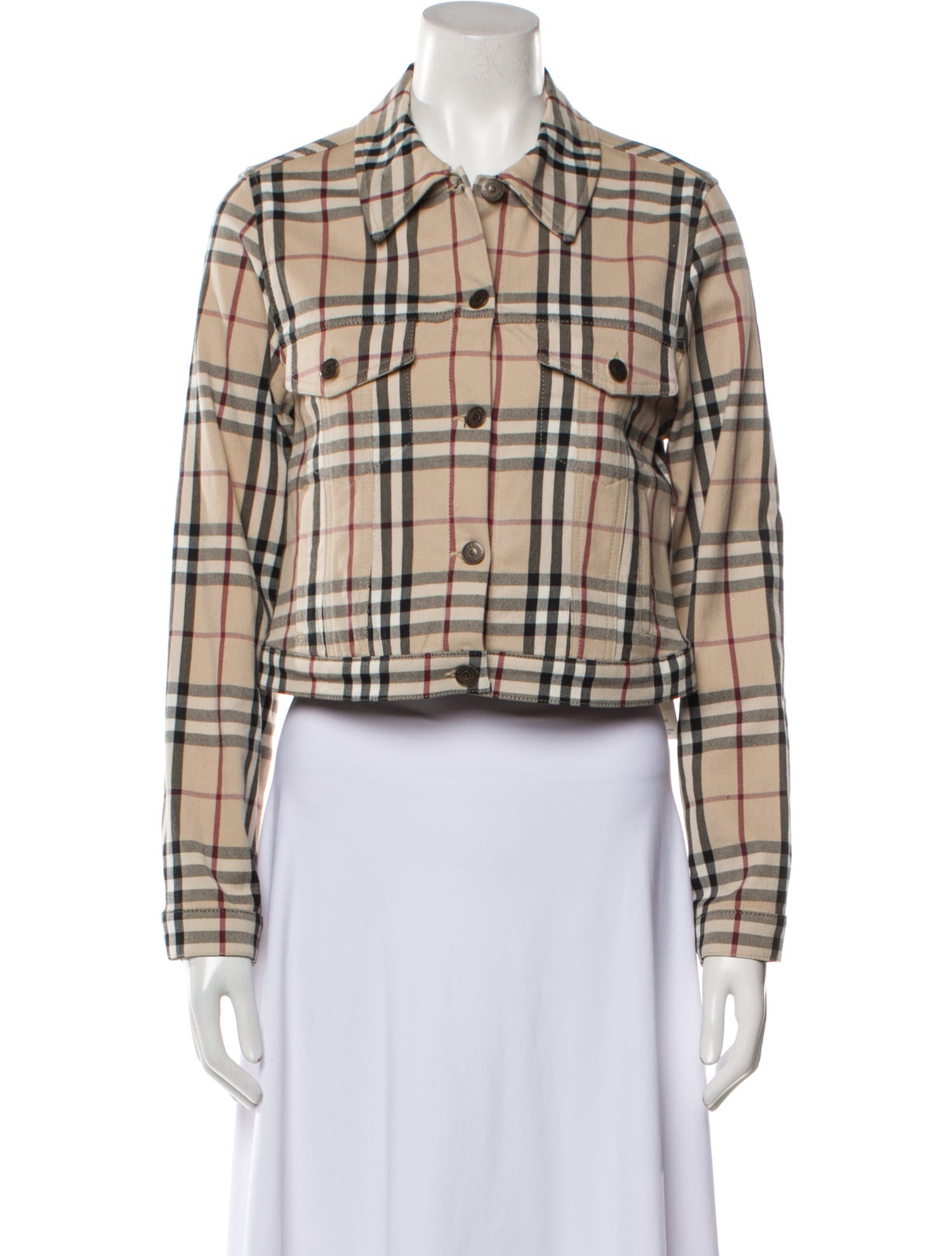Burberry London Plaid Print Denim Jacket - Neutrals Jackets, Clothing ...