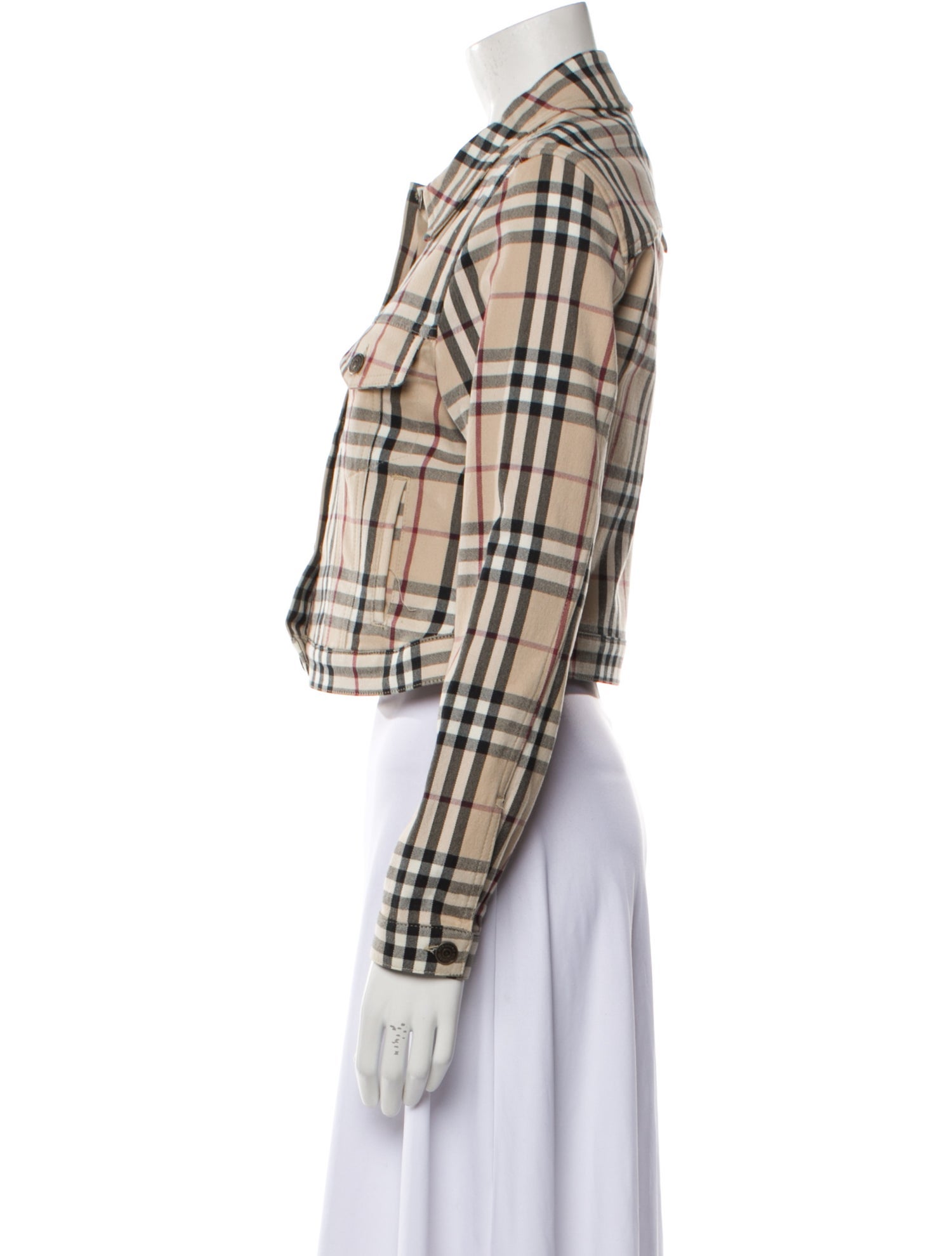 Burberry London Plaid Print Denim Jacket - Neutrals Jackets, Clothing ...