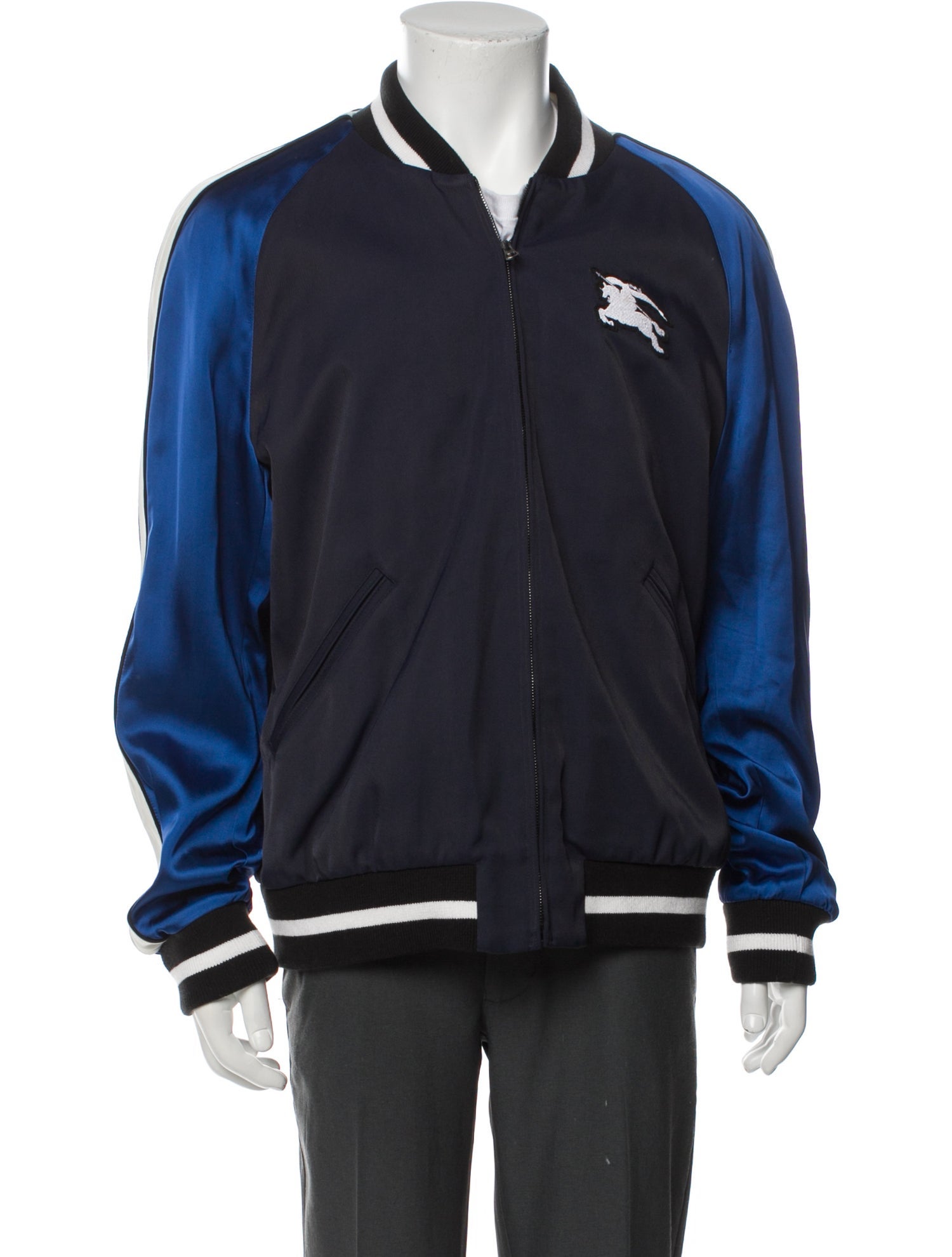 Burberry Striped Varsity Jacket - Blue Outerwear, Clothing - BUR426369 ...