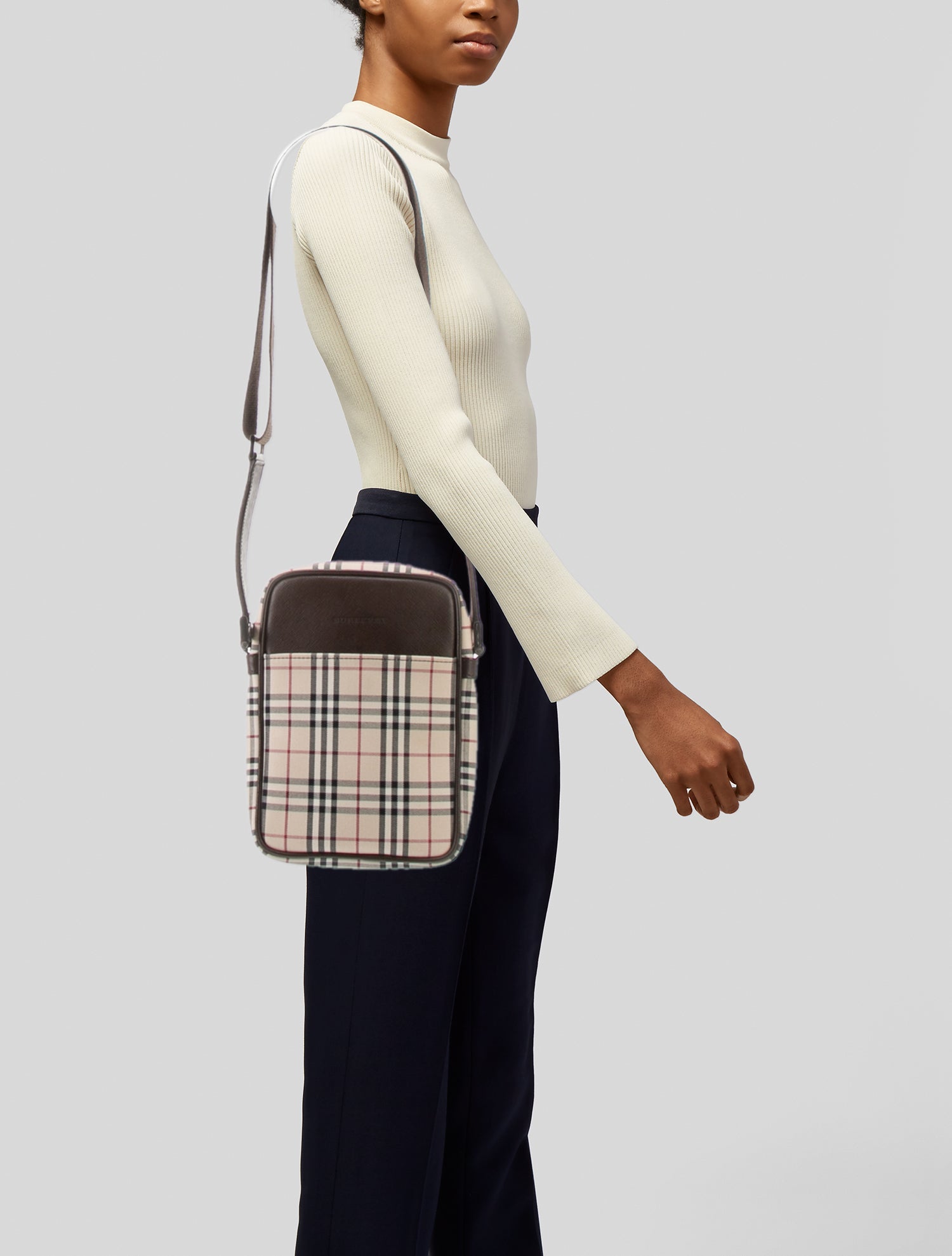 Burberry Canvas Nova Check Pattern Crossbody Bag - Neutrals Crossbody ...