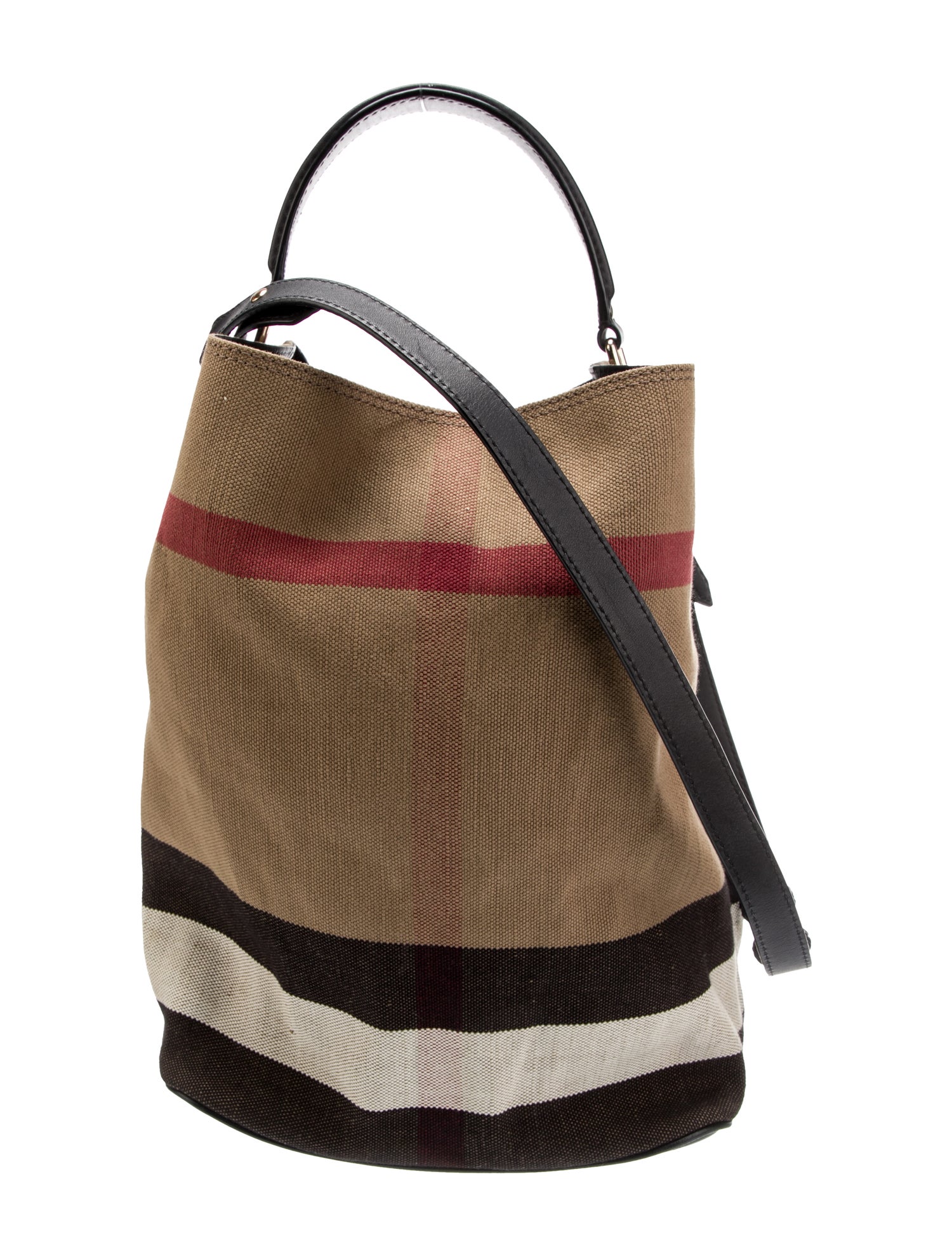 Burberry House Check Ashby Bucket Bag - Brown Bucket Bags, Handbags ...