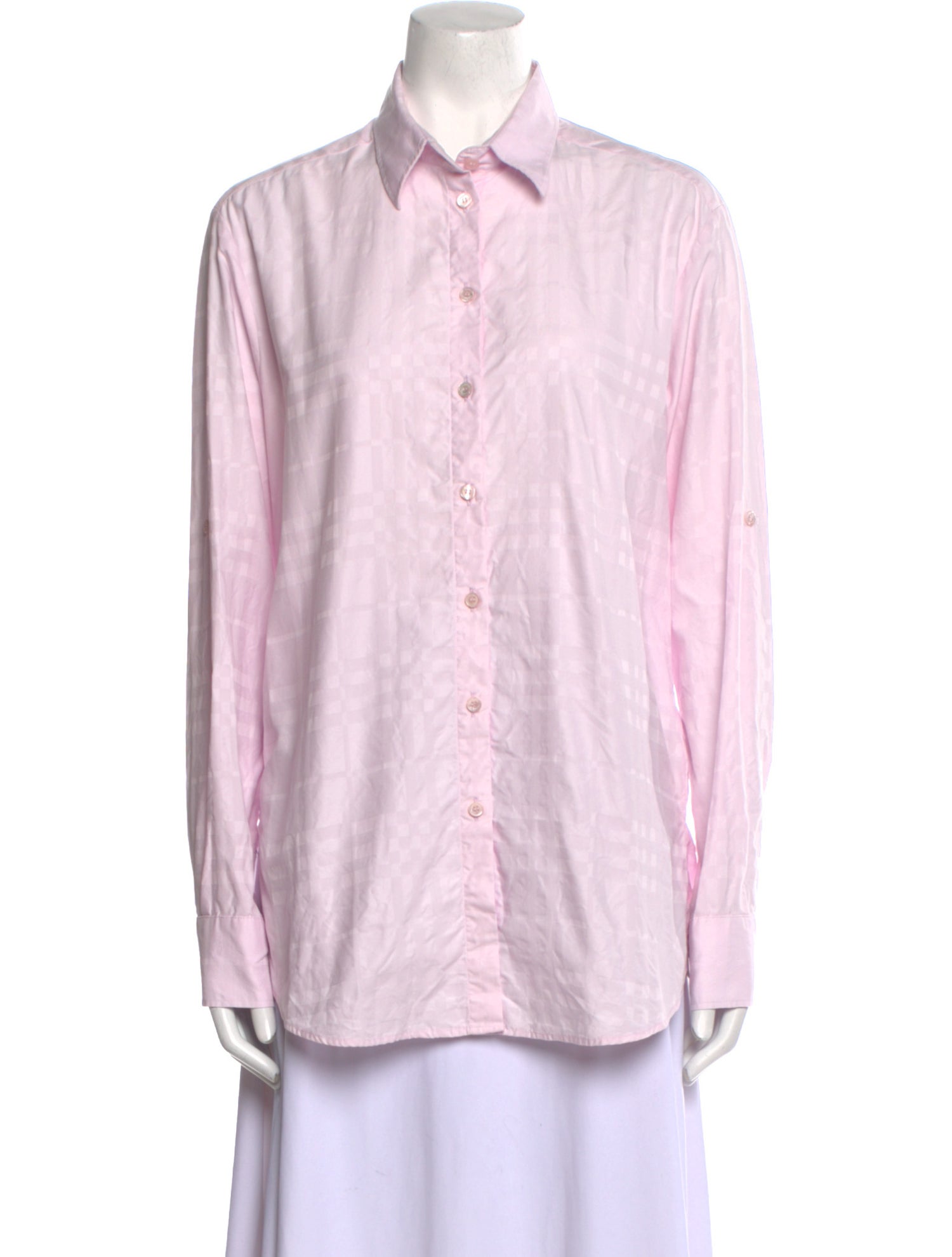 Burberry Long Sleeve Button-Up Top - Pink Tops, Clothing - BUR429987 ...