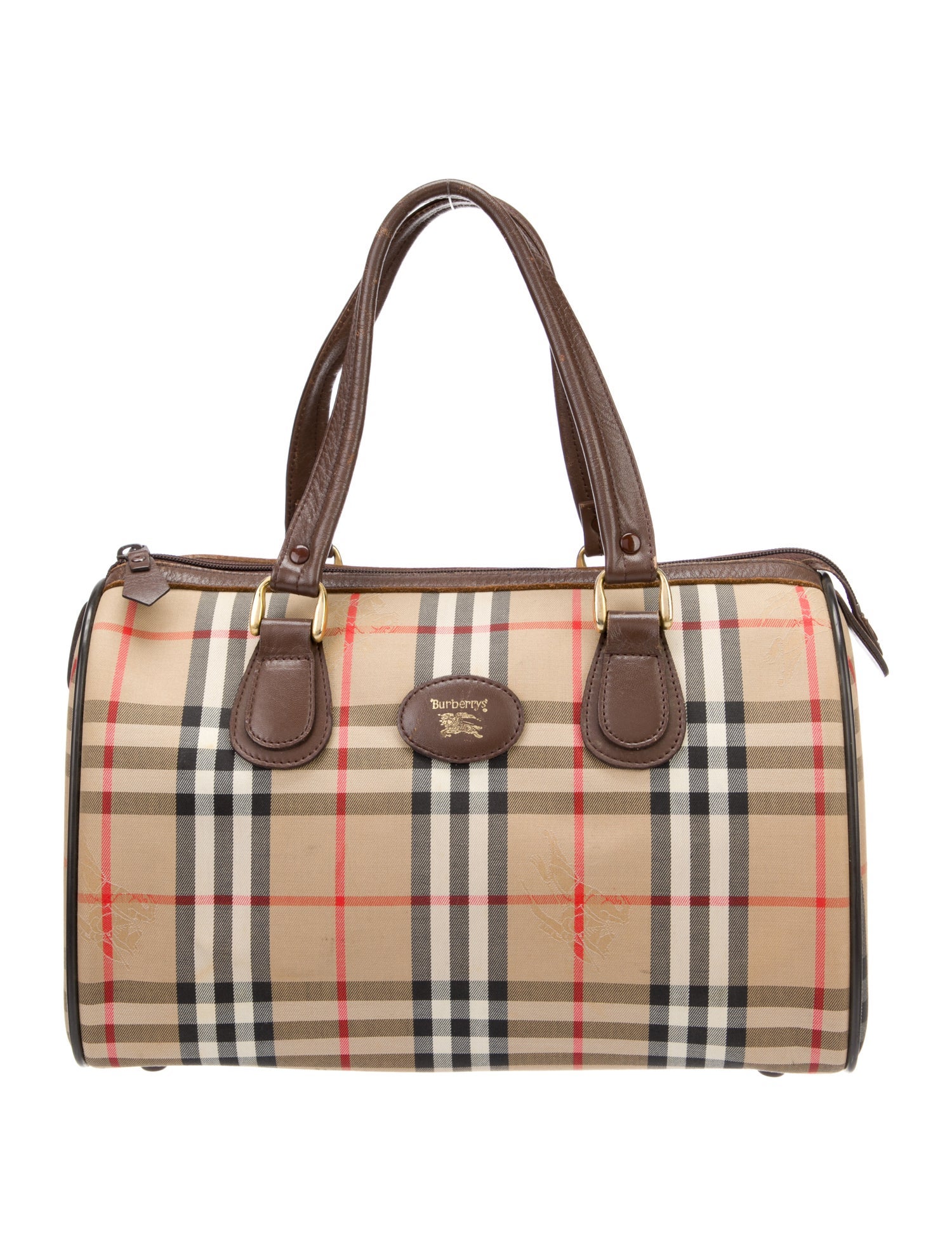 Burberry's Leather Trimmed Boston Handle Bag - Neutrals Handle Bags ...