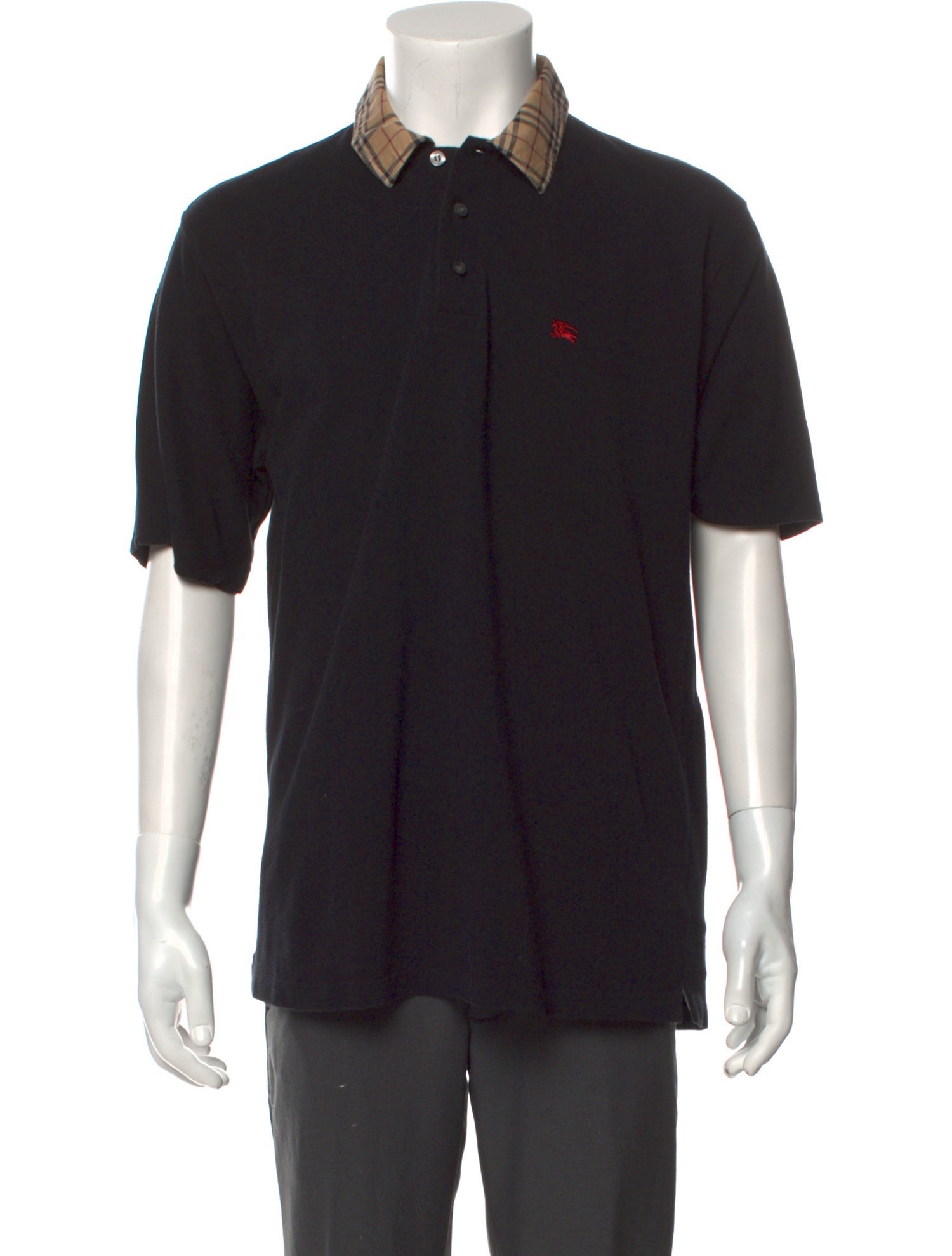 Burberry London House Check Pattern Crew Neck Polo Shirt - Black Polos ...