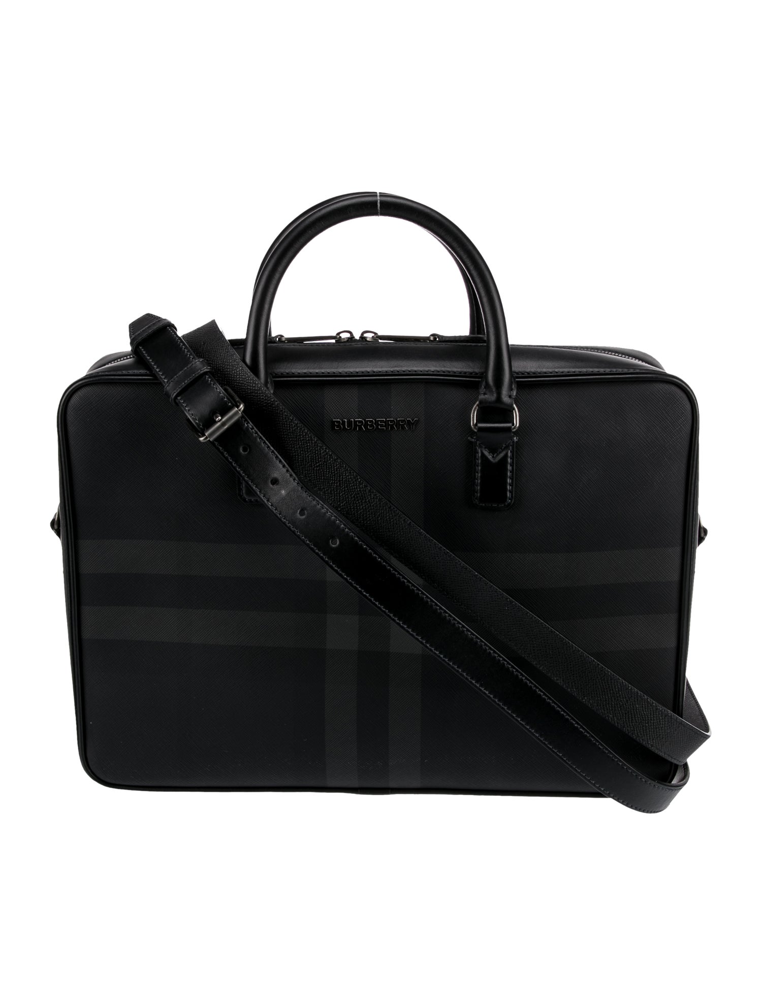 Burberry Smoked Check Ainsworth Briefcase - Black Briefcases, Bags ...