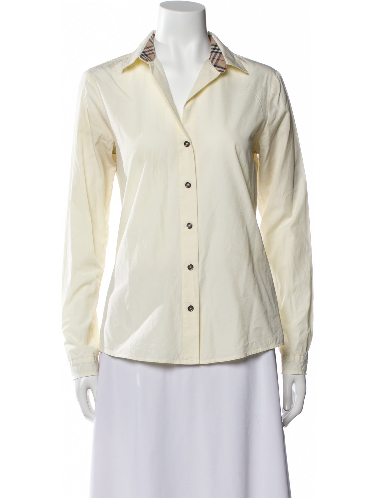 Burberry Long Sleeve Button-Up Top - Yellow Tops, Clothing - BUR439254 ...
