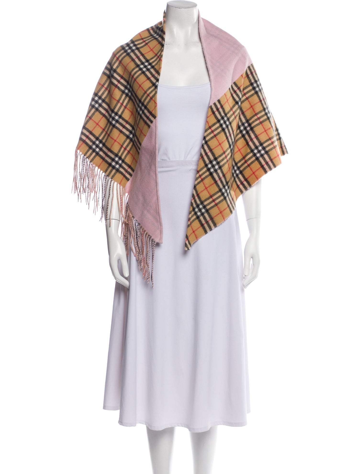 Burberry Wool House Check Pattern Shawl - Pink Scarves and Shawls ...