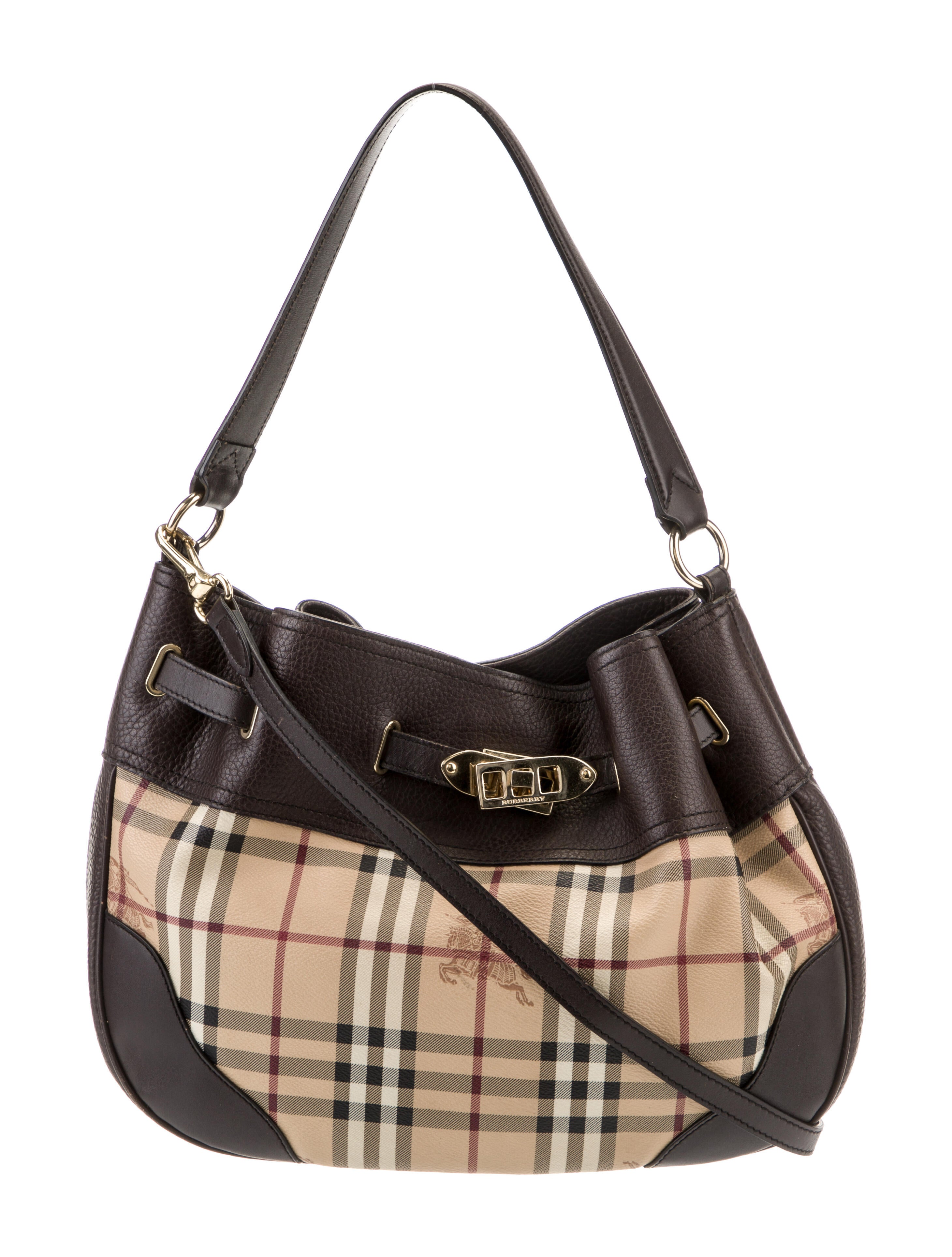 Burberry Plaid Coated Canvas Shoulder Bag - Neutrals Shoulder Bags ...
