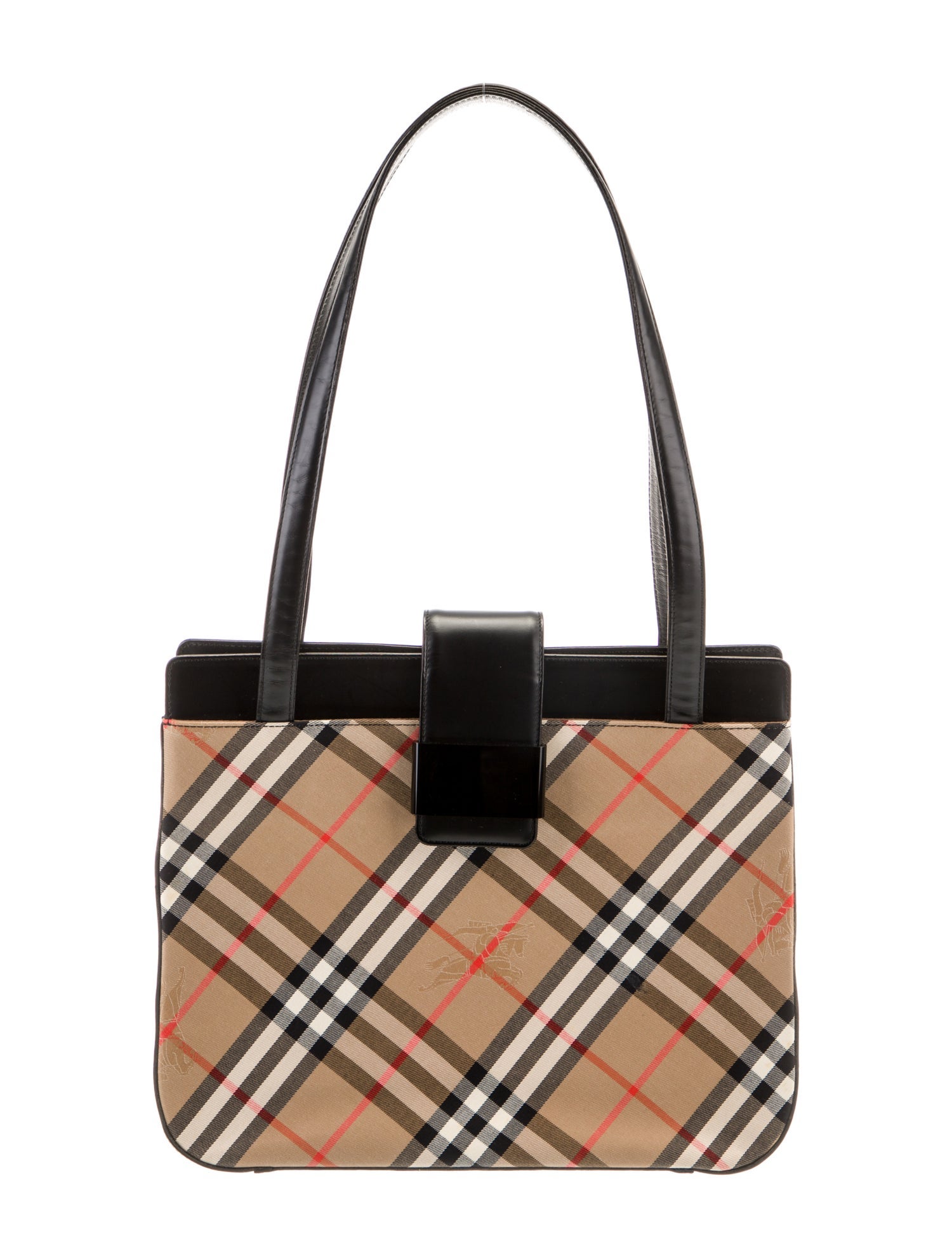 Burberry Plaid Canvas Leather Shoulder Bag - Black Shoulder Bags ...