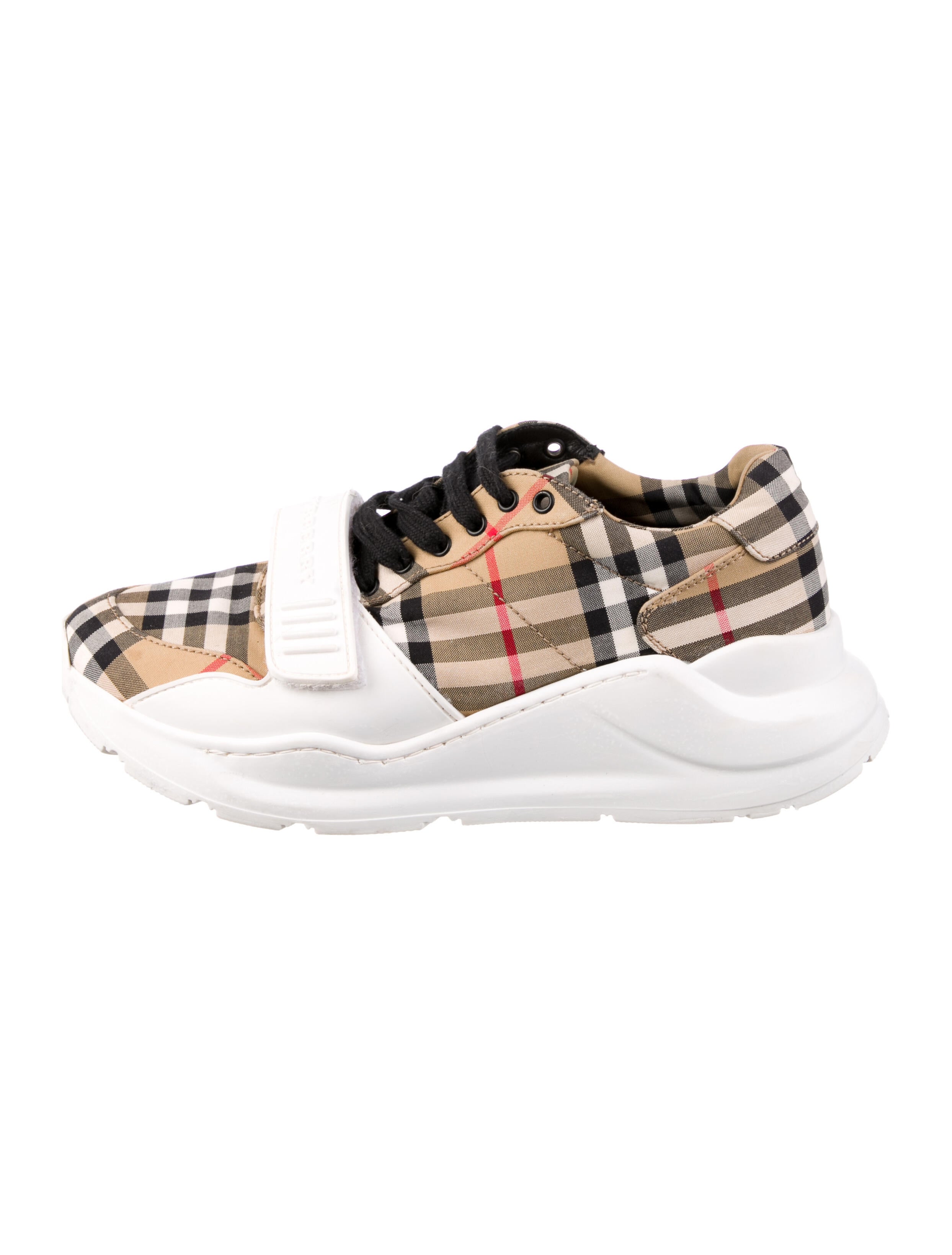 Burberry Leather Plaid Print Chunky Sneakers - White Sneakers, Shoes ...