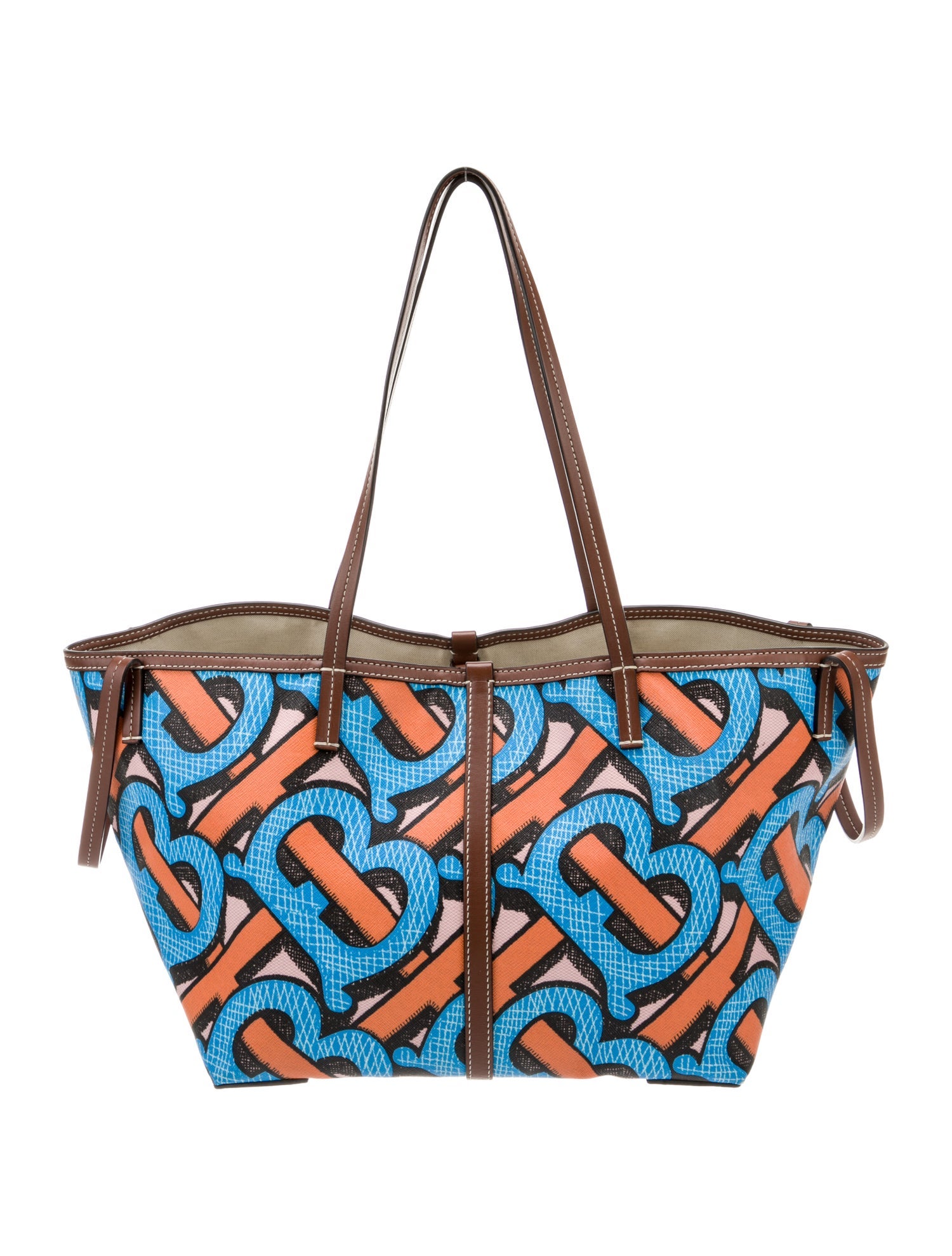 Burberry Logo Monogram Coated Canvas Tote Bag - Blue Totes, Handbags ...