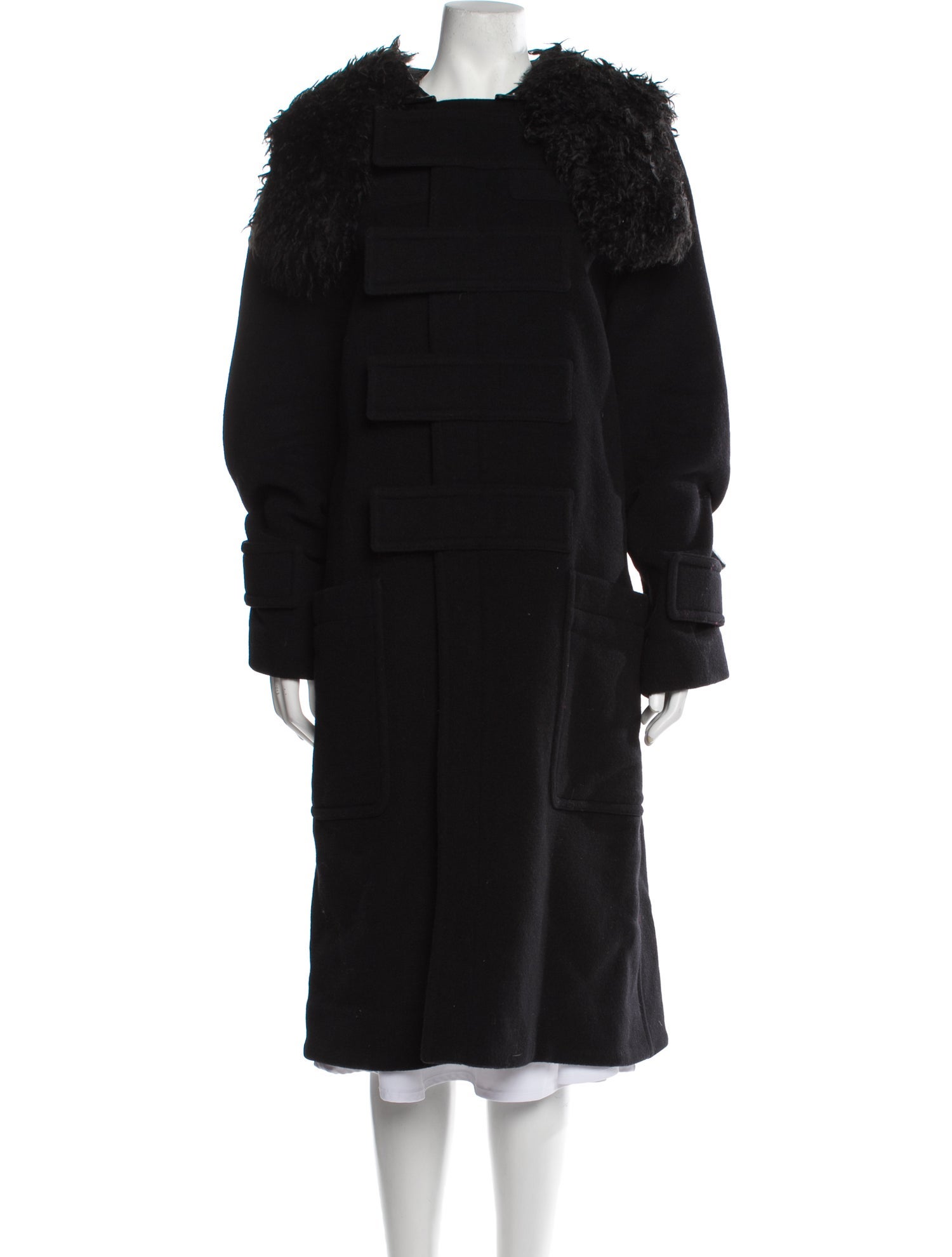 Burberry Virgin Wool Faux Fur Coat - Black Coats, Clothing - BUR450315 ...
