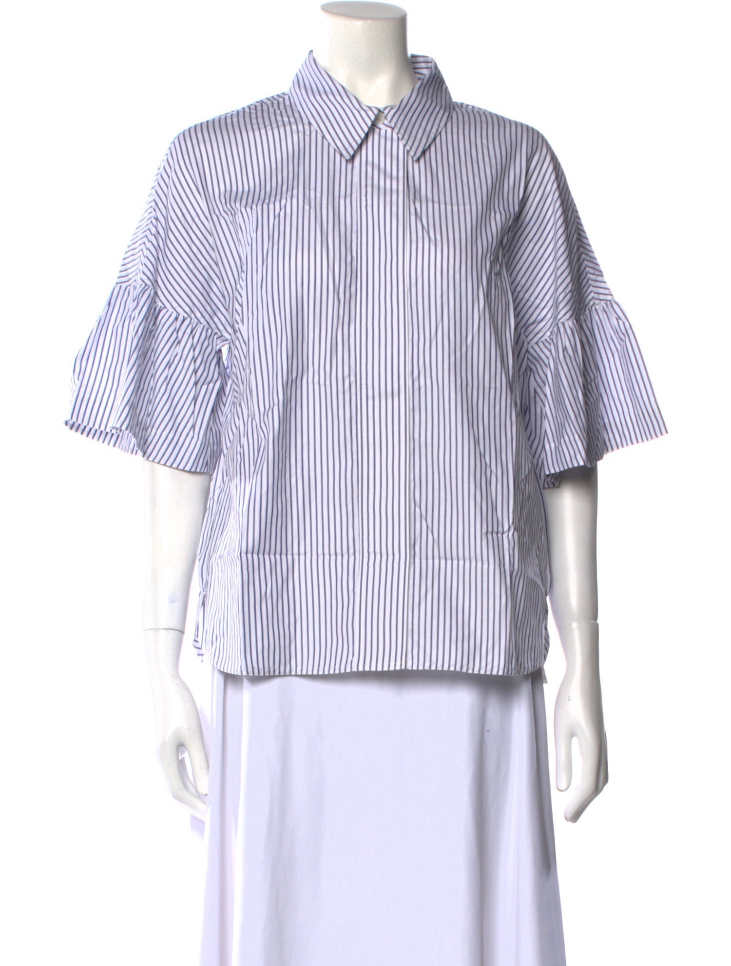 Burberry Striped Short Sleeve Button-Up Top - White Tops, Clothing ...