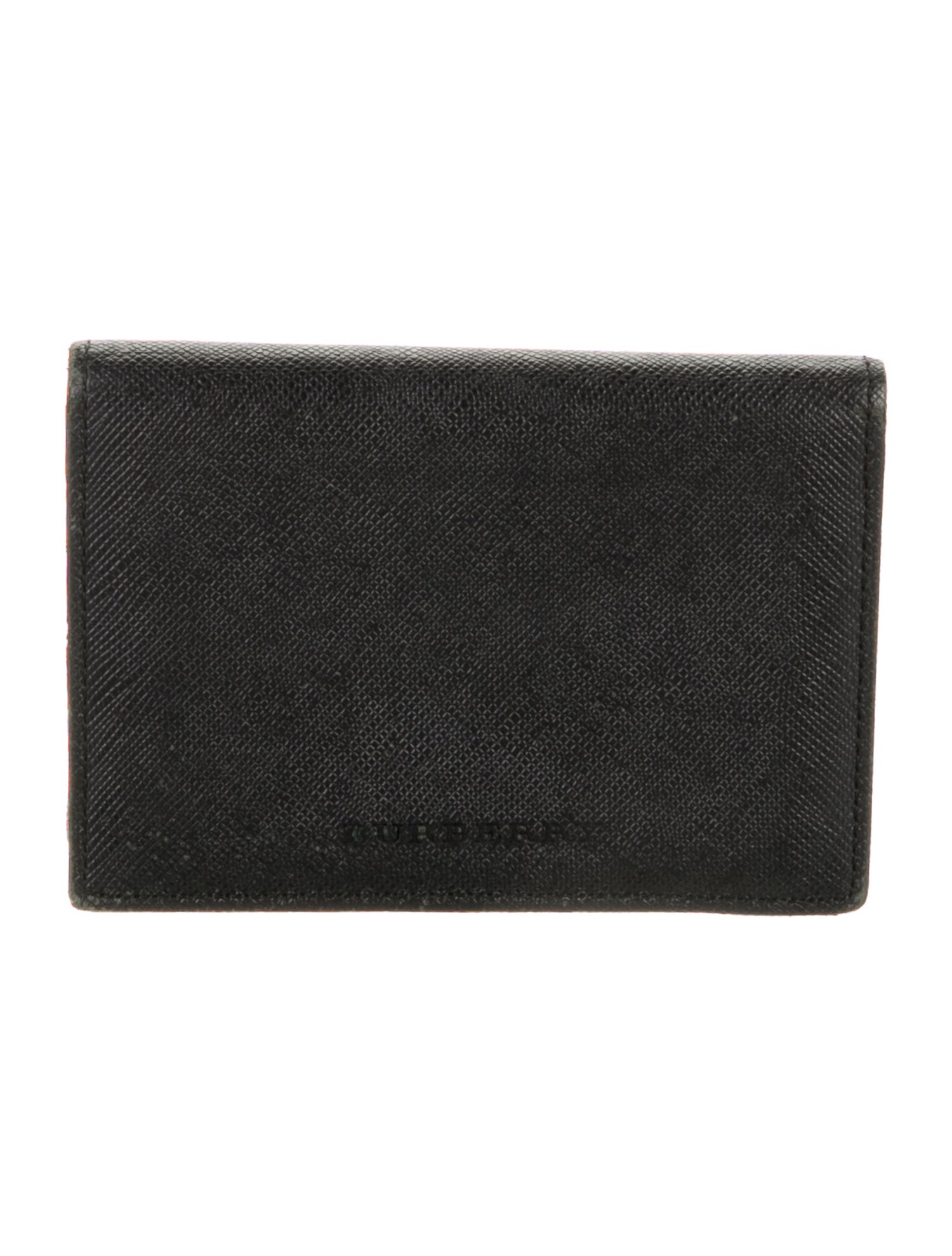 Burberry Nova Check Pattern Leather Compact Wallet - Black Wallets ...
