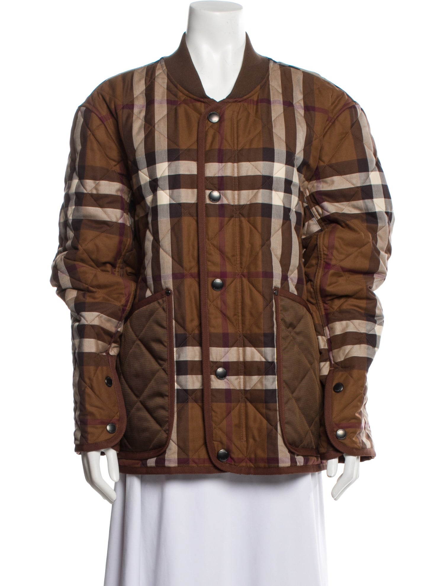 Burberry Exploded Check Pattern Utility Jacket w/ Tags - Brown ...