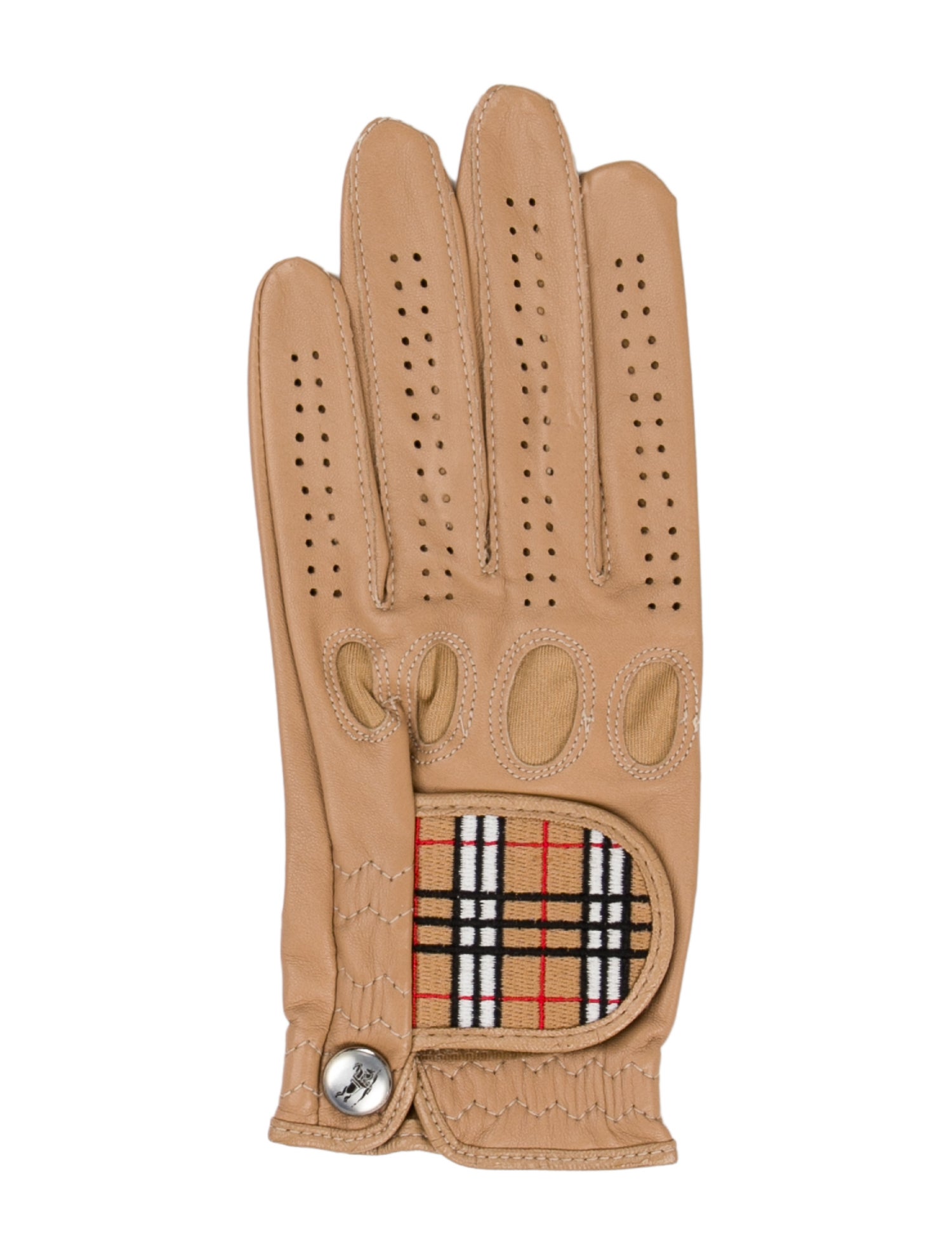 Burberry Leather House Check Golf Glove - Neutrals Winter Accessories, Accessories - BUR467977 ...