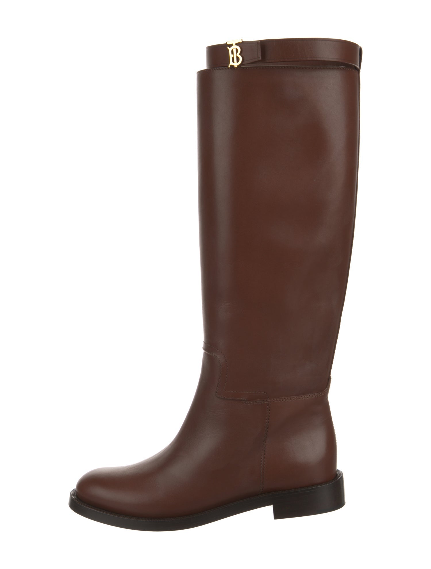Burberry Exploded Check Pattern Leather Riding Boots w/ Tags - Brown ...