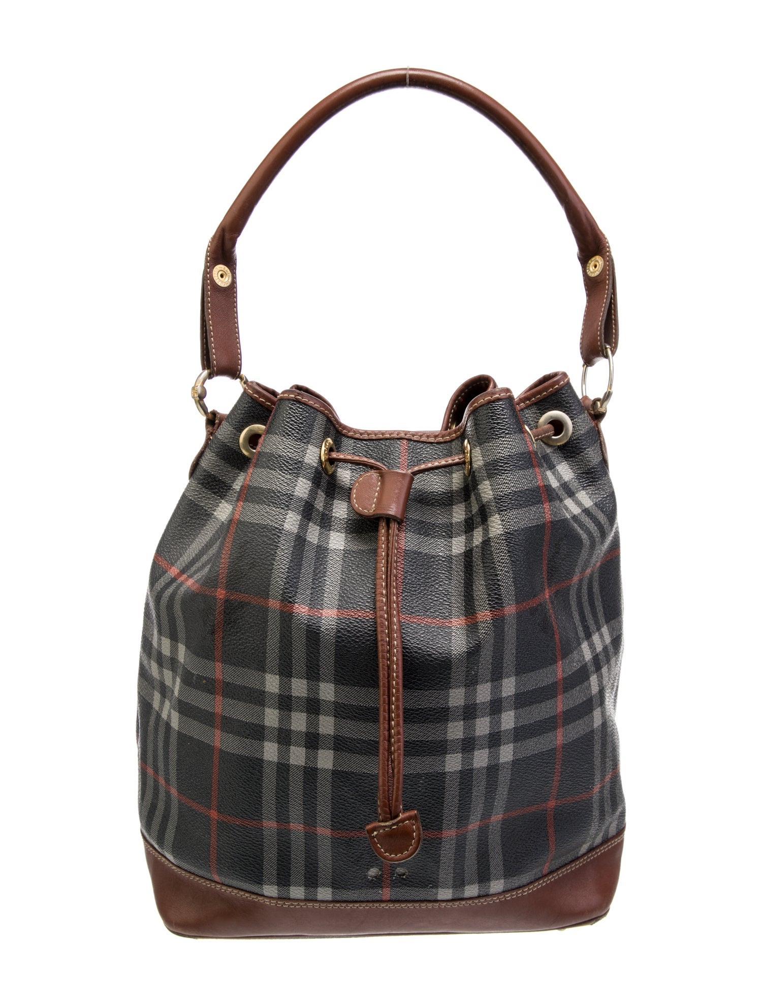 Burberry Haymarket Check Bucket Bag - Blue Bucket Bags, Handbags ...