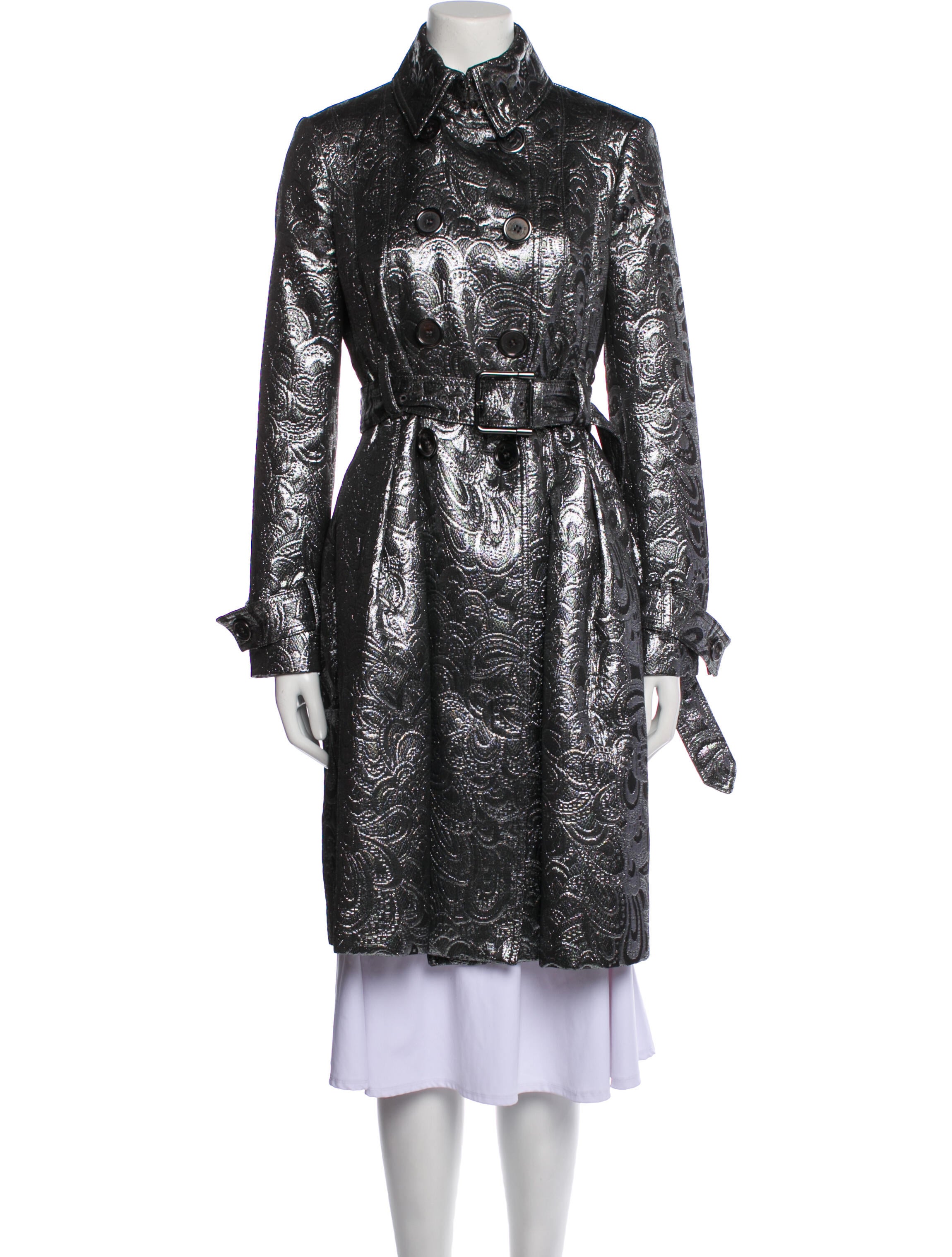 Burberry Patterned Trench Coat - Metallic Coats, Clothing - BUR469851 ...