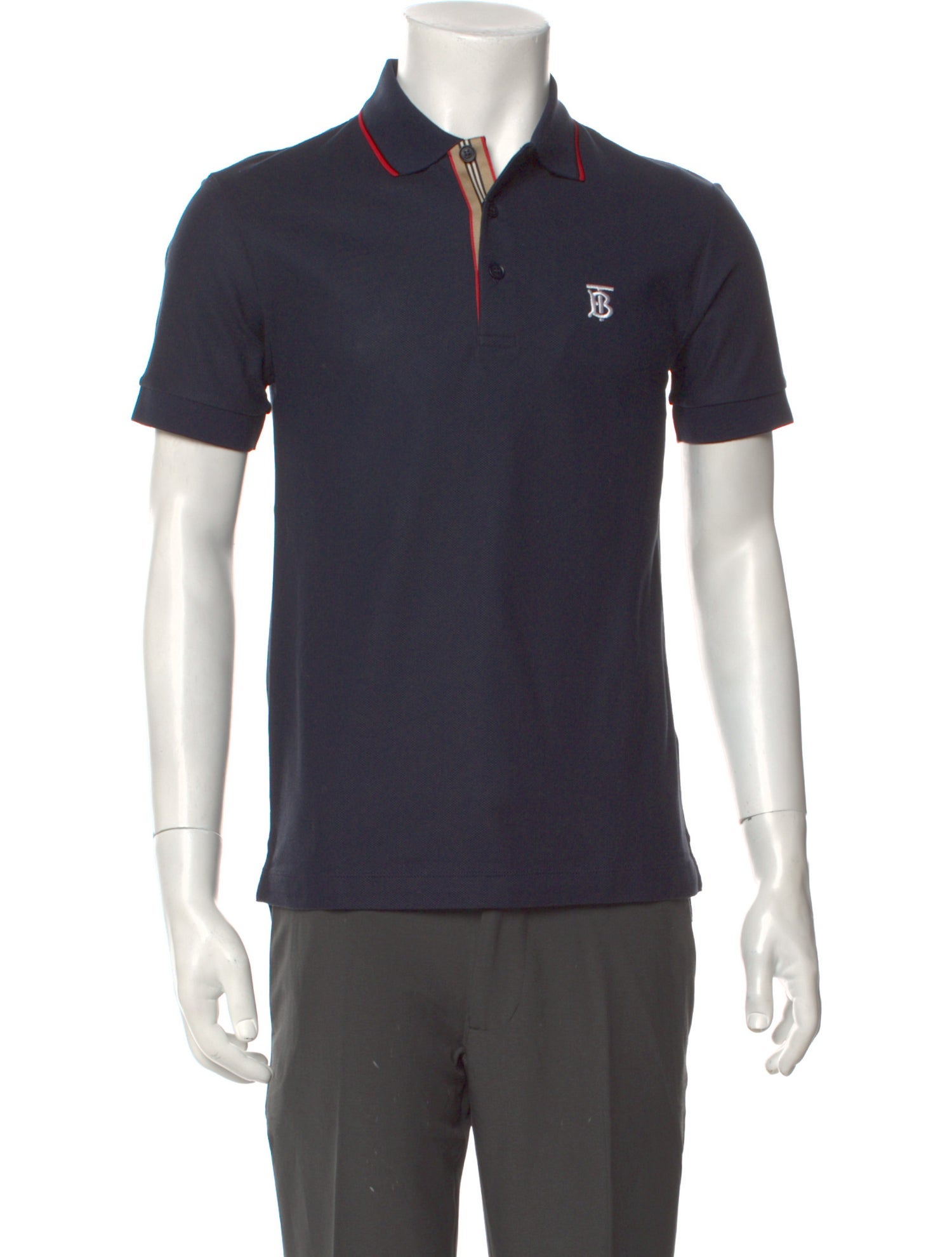 Burberry TB Monogram Crew Neck Polo Shirt w/ Tags - Blue Polos ...