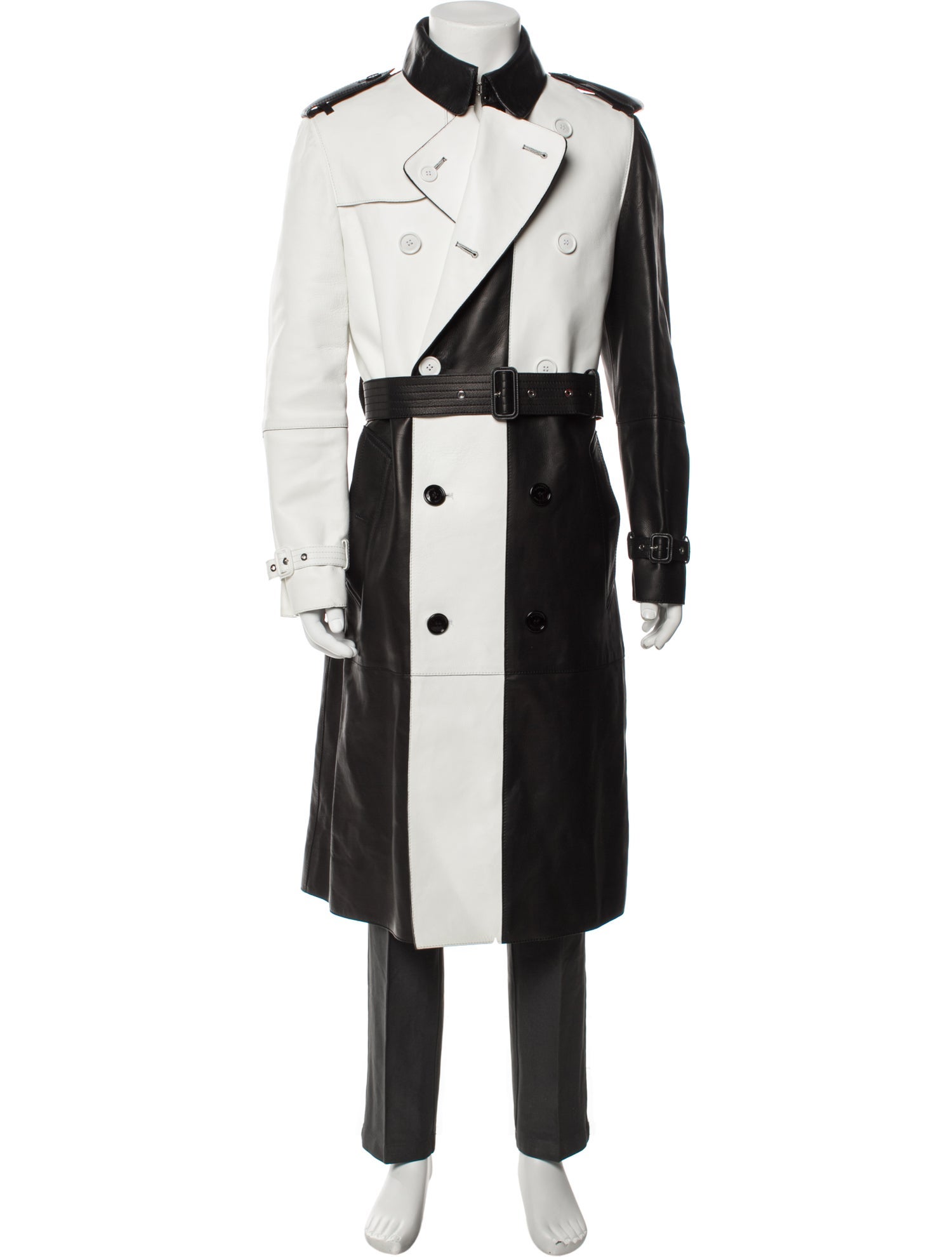 Burberry Nova Check Pattern Calf Leather Trench Coat - White Outerwear ...