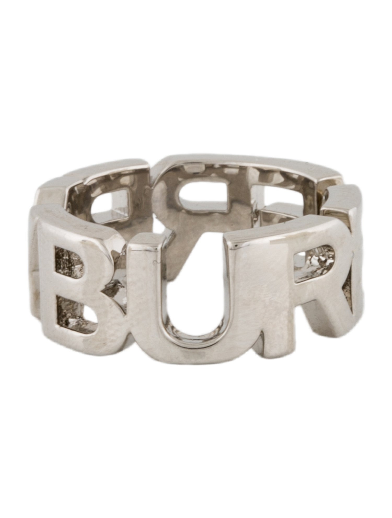 Burberry Logo Ring - Silver, Palladium-Plated Band, Rings - BUR474100 ...
