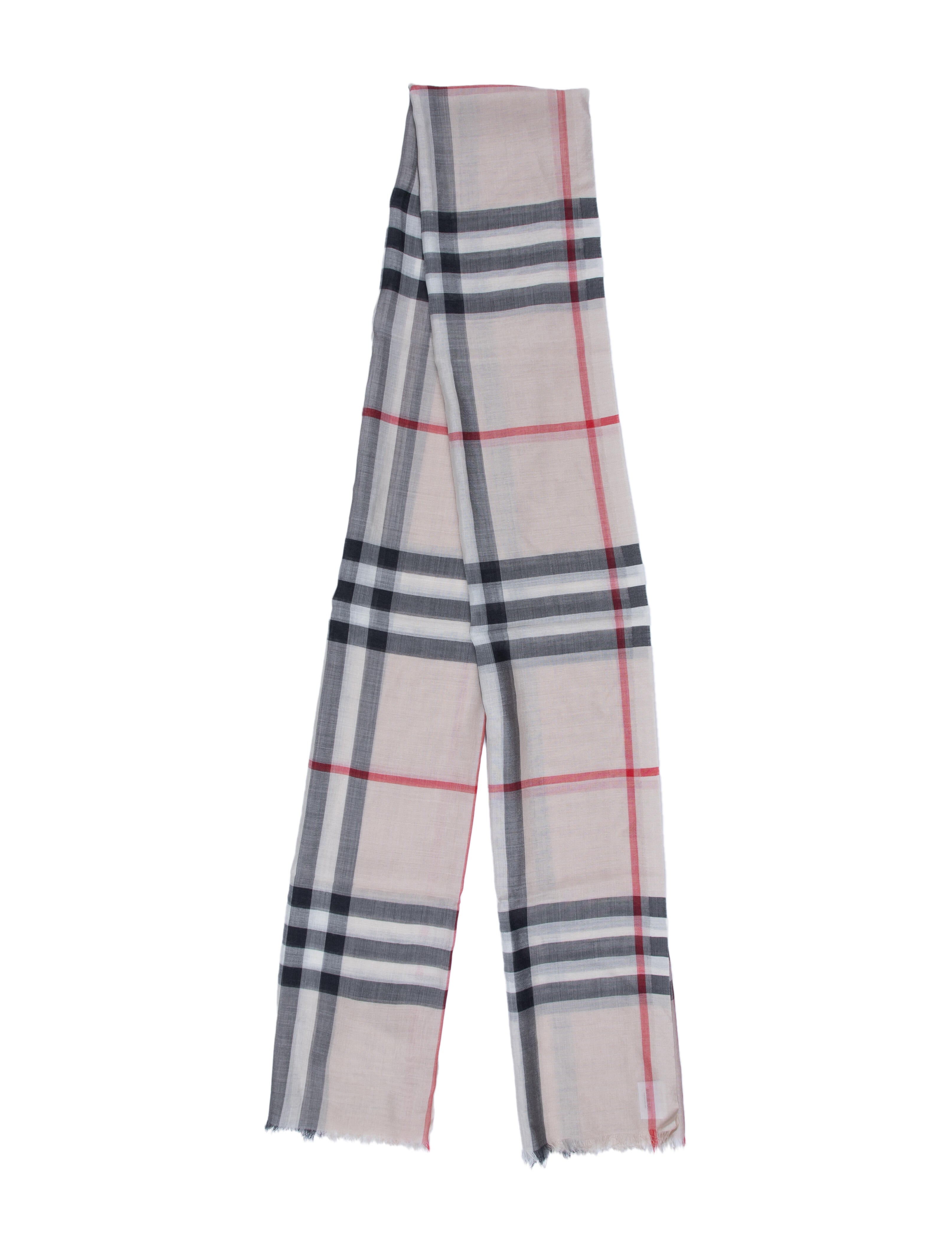 Burberry Wool Nova Check Pattern Scarf w/ Tags - Neutrals Scarves and ...