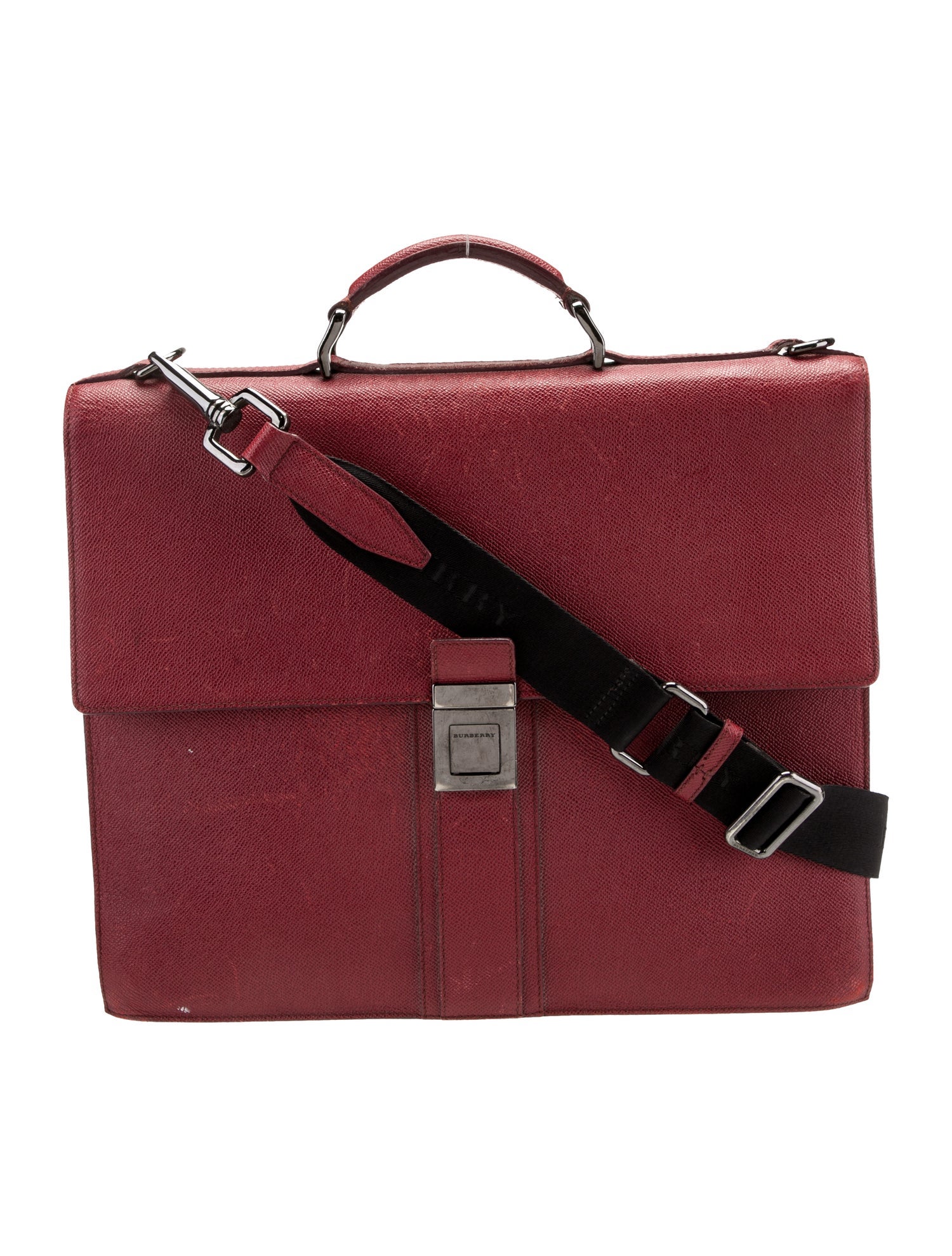 Burberry Saffiano Leather Briefcase - Burgundy Briefcases, Bags ...