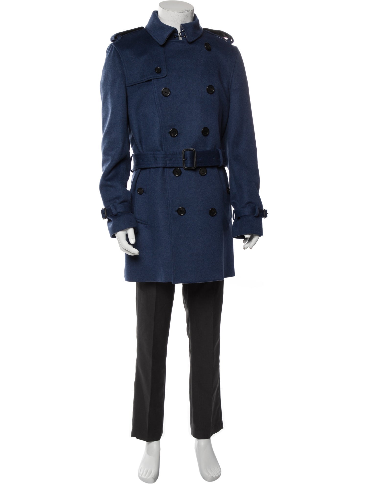 Burberry Nova Check Pattern Virgin Wool Trench Coat w/ Tags - Blue ...