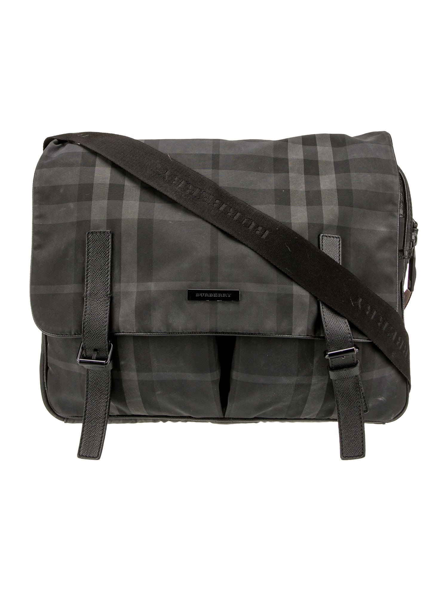 Burberry Smoked Check Messenger Bag - Black Messenger Bags, Bags ...