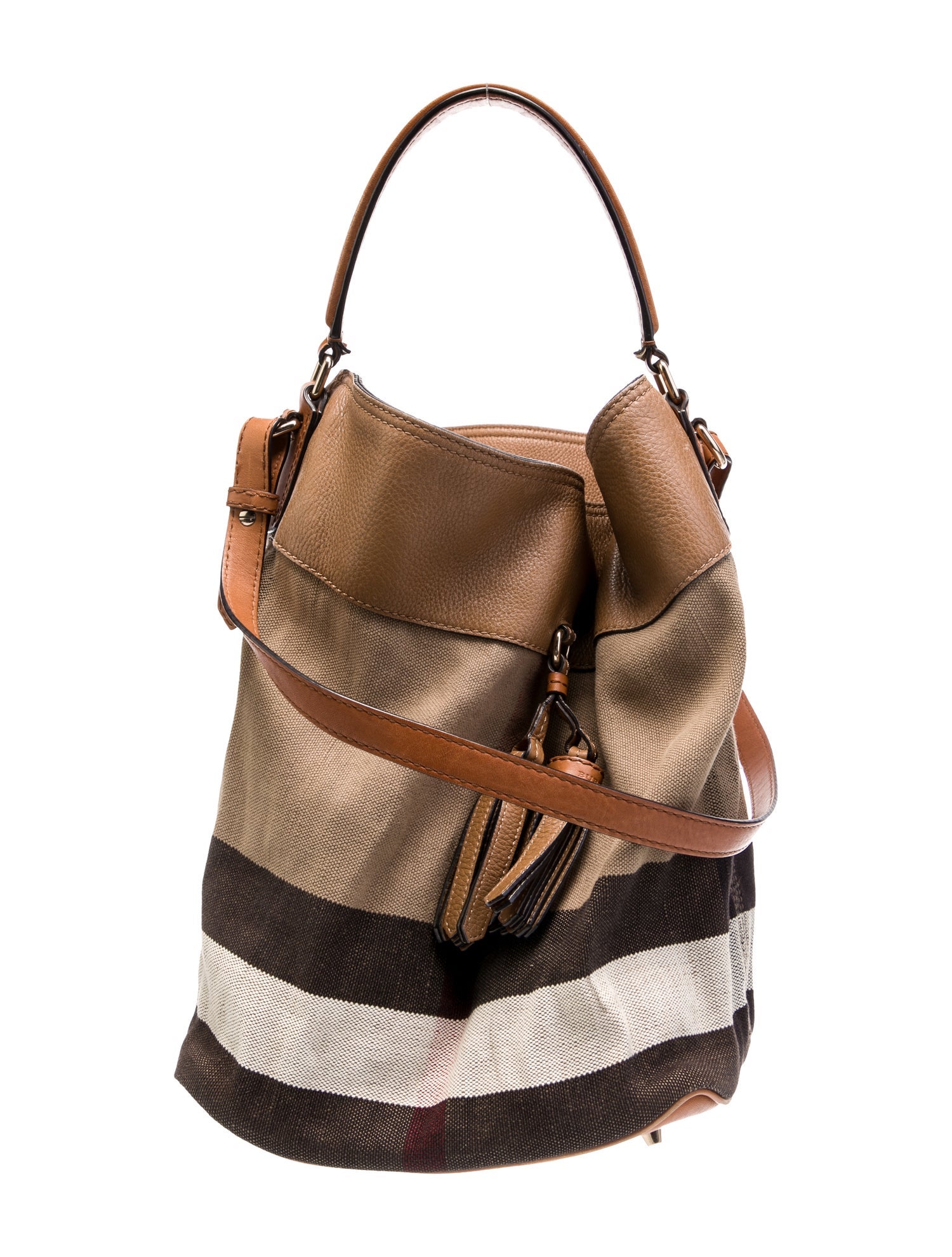 Burberry House Check Bucket Bag - Brown Bucket Bags, Handbags ...