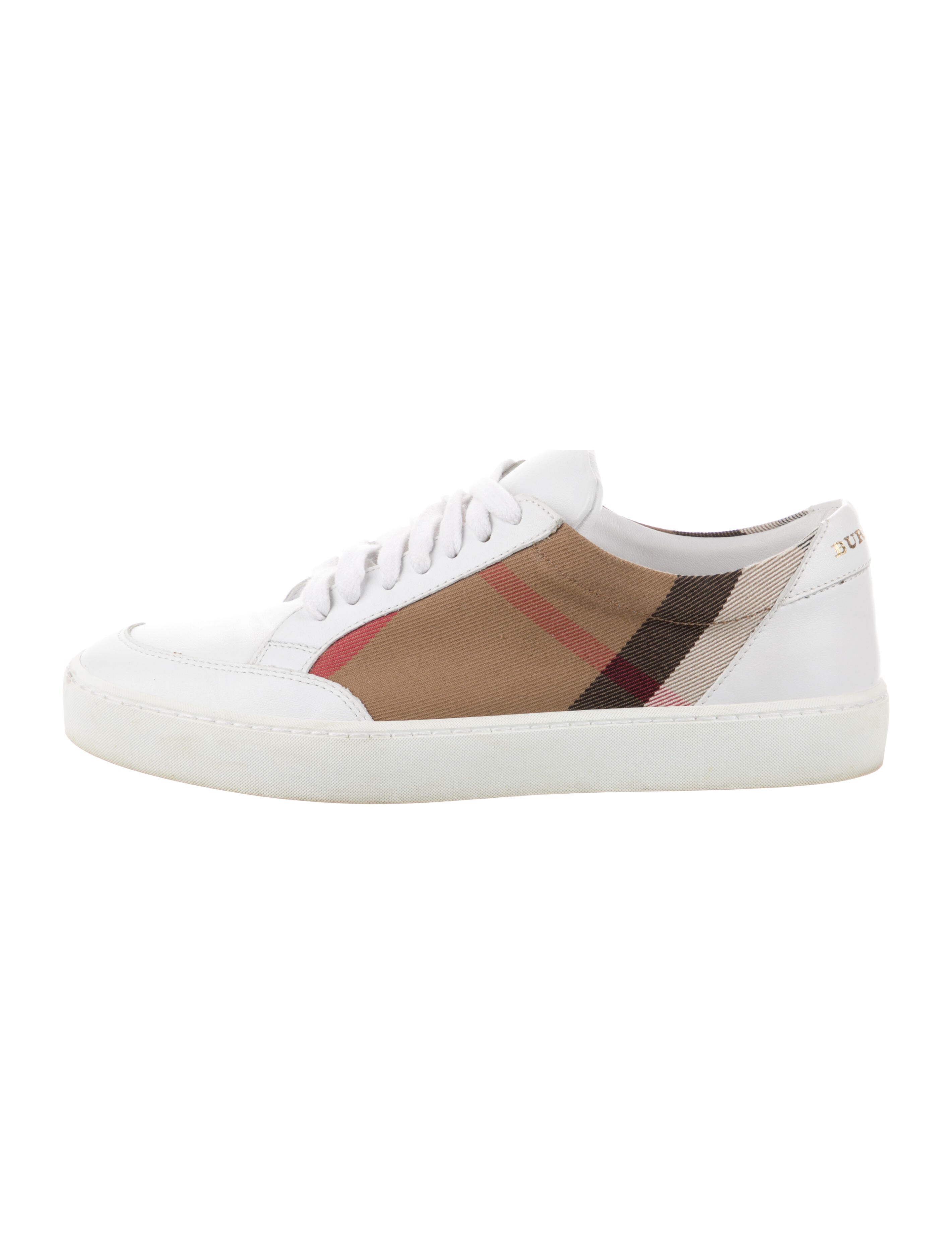 Burberry Exploded Check Pattern Leather Sneakers - White Sneakers ...