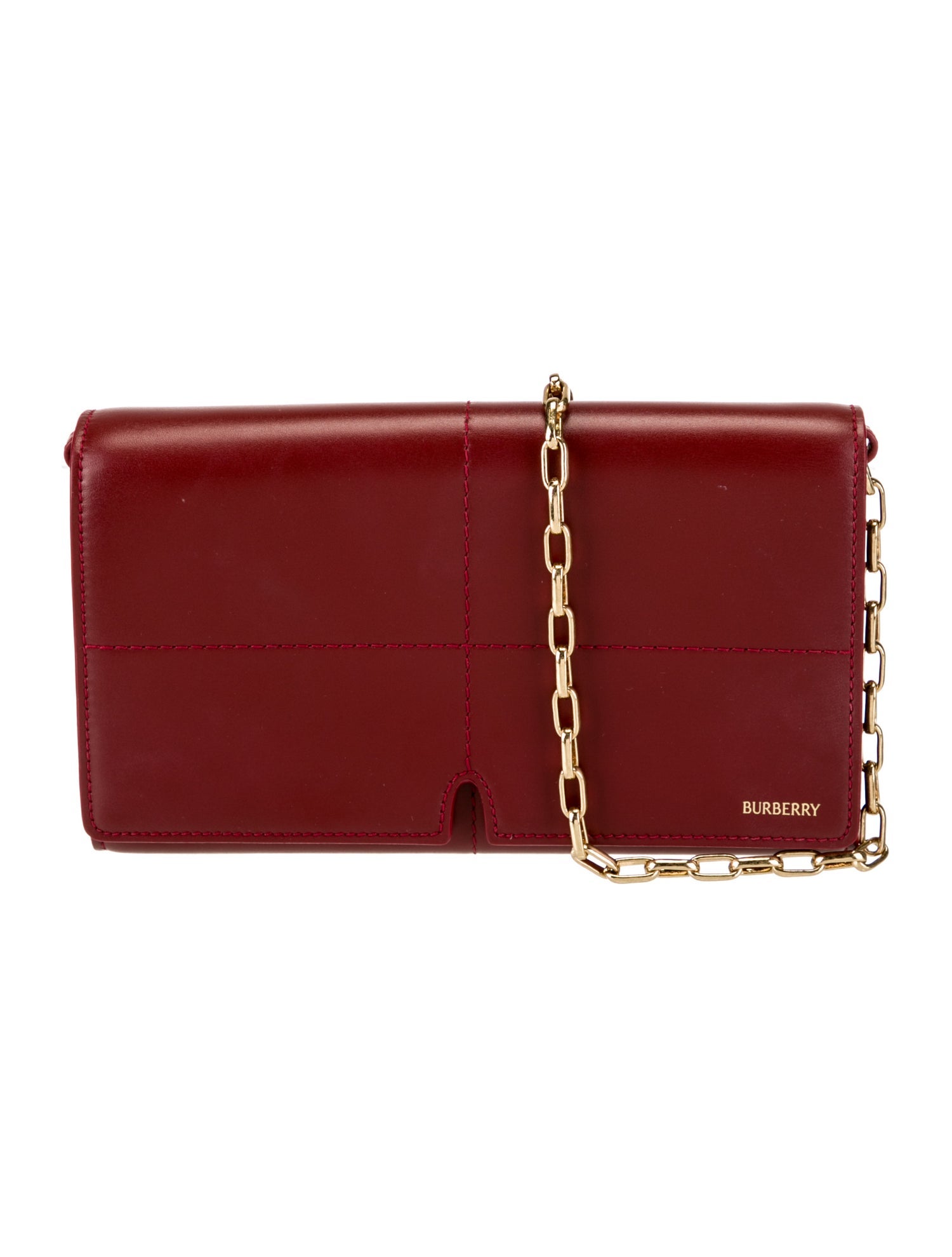Burberry Leather Snip Chain Strap Wallet - Red Crossbody Bags, Handbags ...