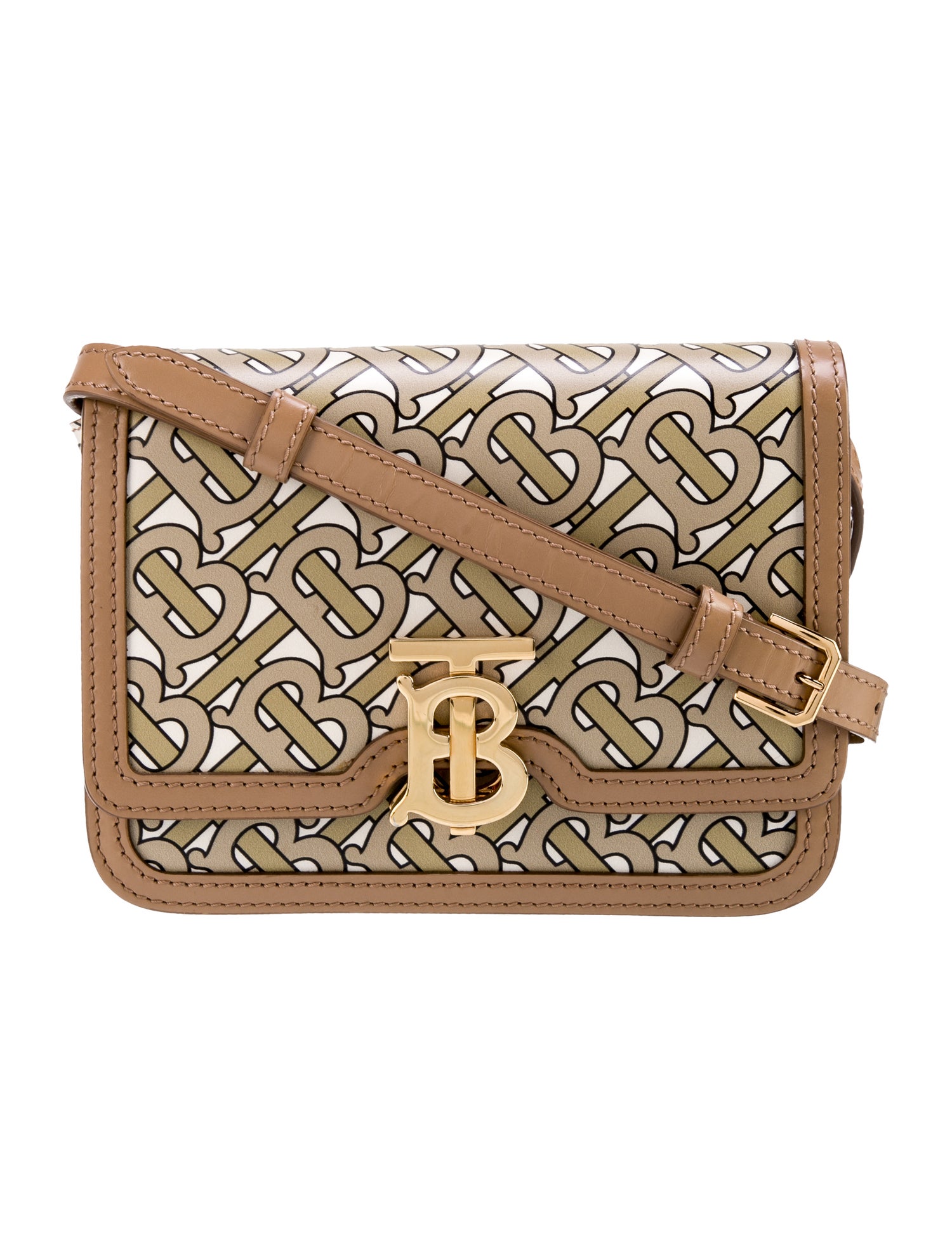 Burberry TB Monogram Messenger Bag - Neutrals Crossbody Bags, Handbags ...
