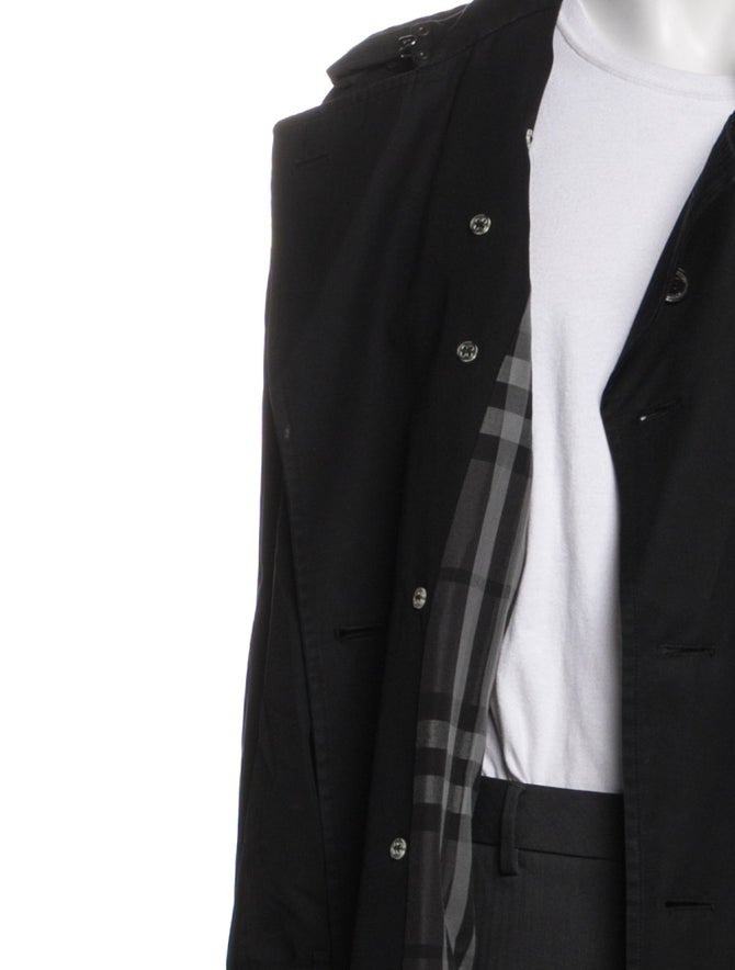 Burberry London House Check Pattern Trench Coat - Black Outerwear ...