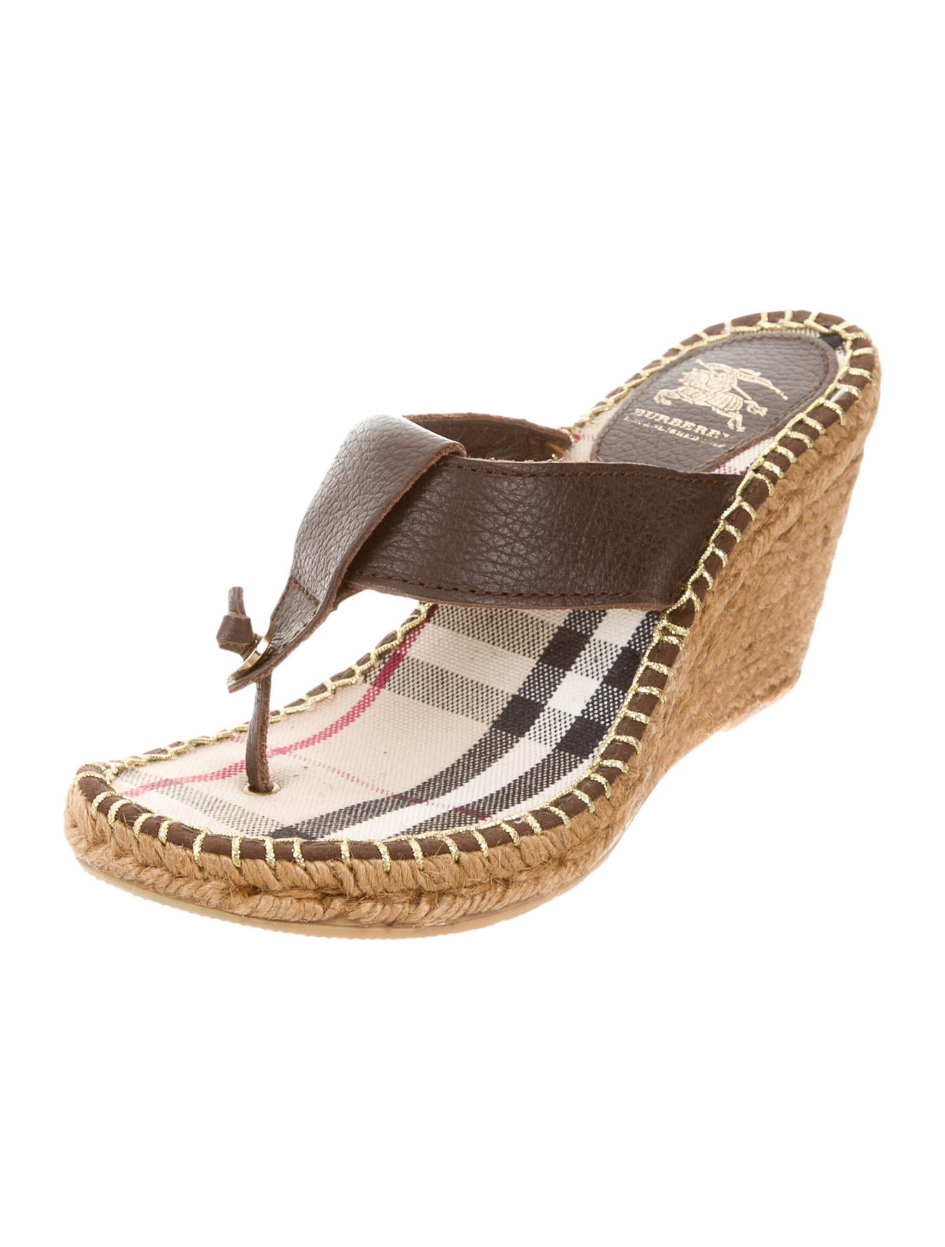 Burberry Leather Espadrille Wedges - Brown Sandals, Shoes - BUR70098 ...