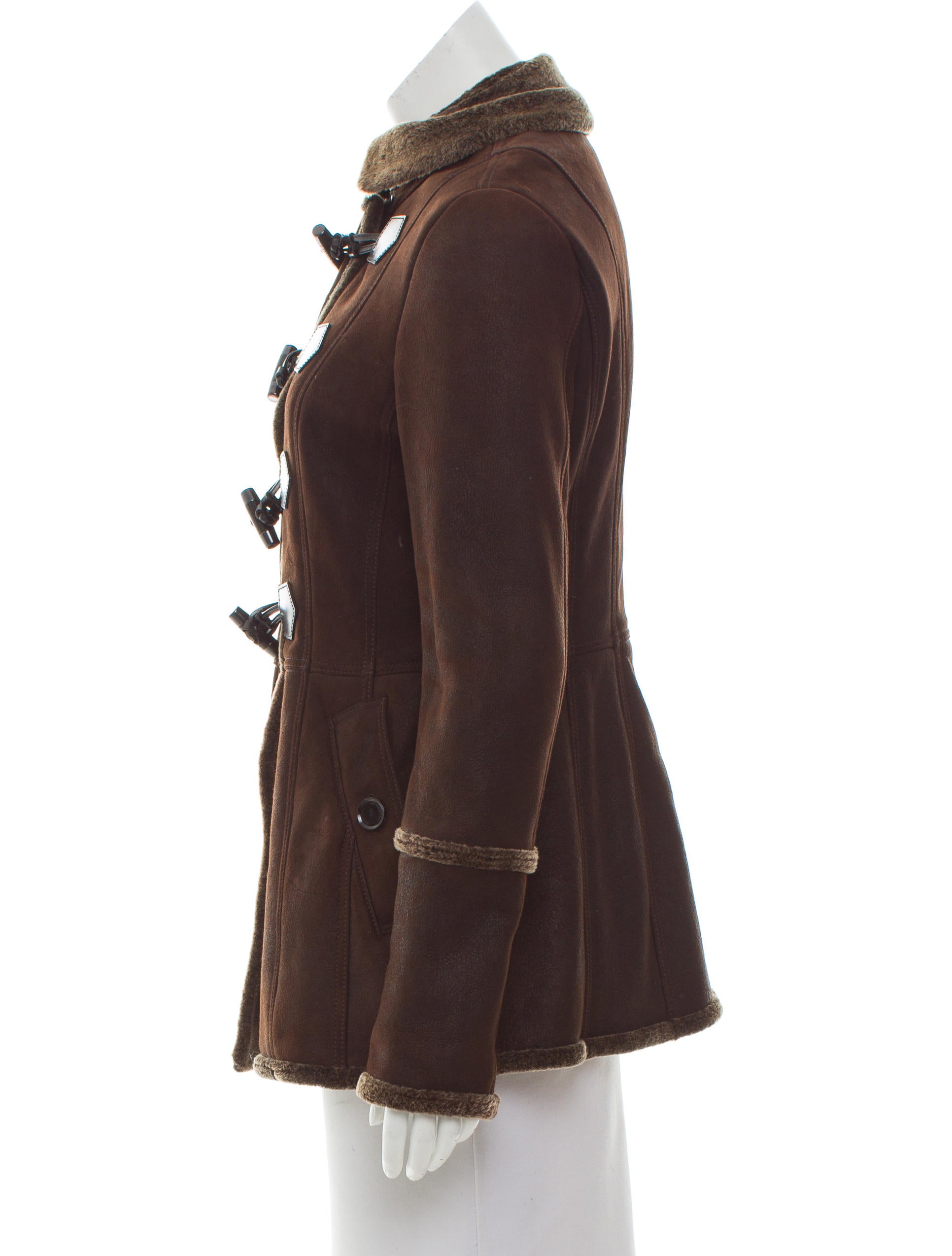 Burberry Shearling Toggle Jacket - Brown Jackets, Clothing - BUR79454 ...