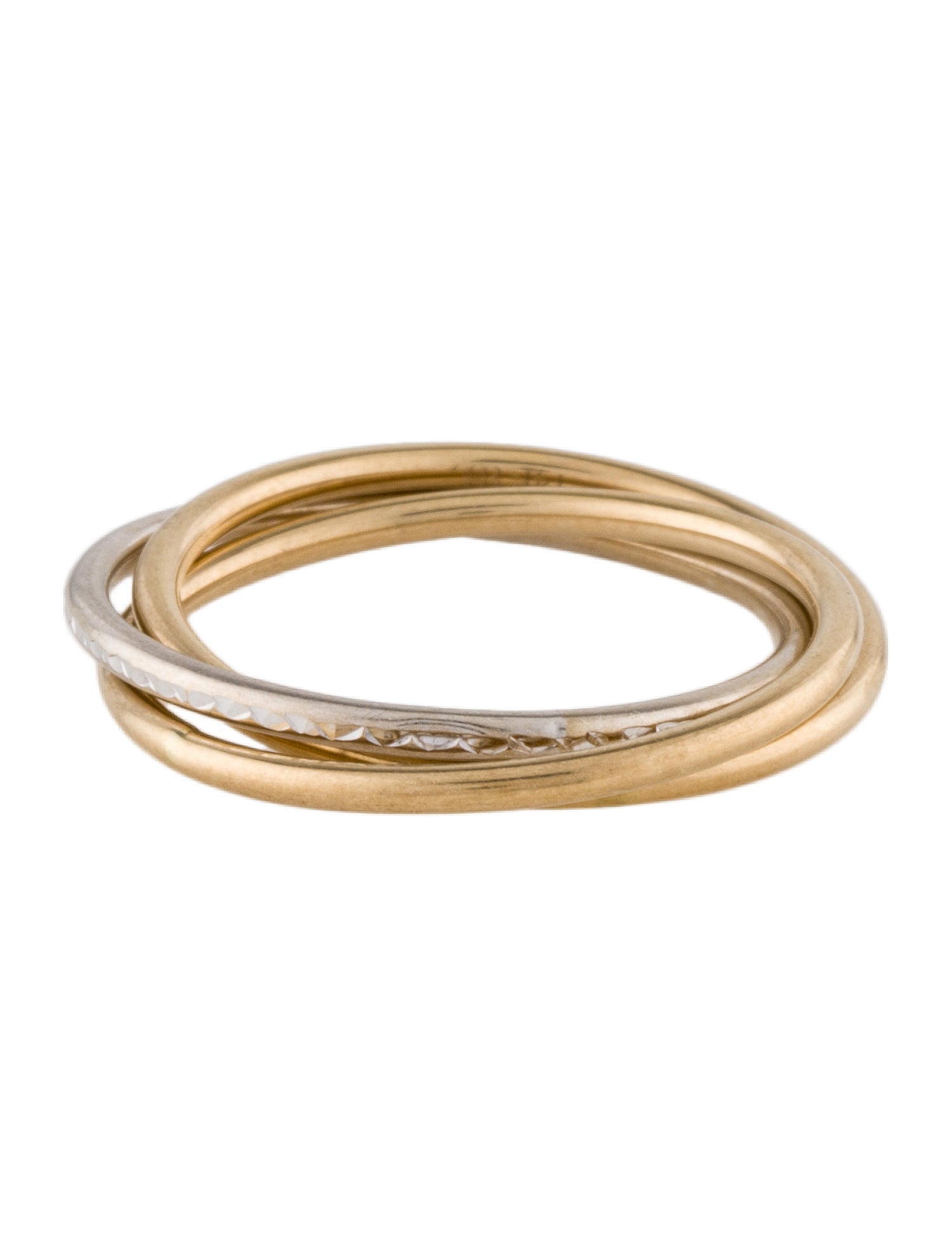 Bony Levy 14K Two-Tone Triple Interlocking Ring - 14K Yellow Gold Rolling Ring, Rings - BVY22073 ...