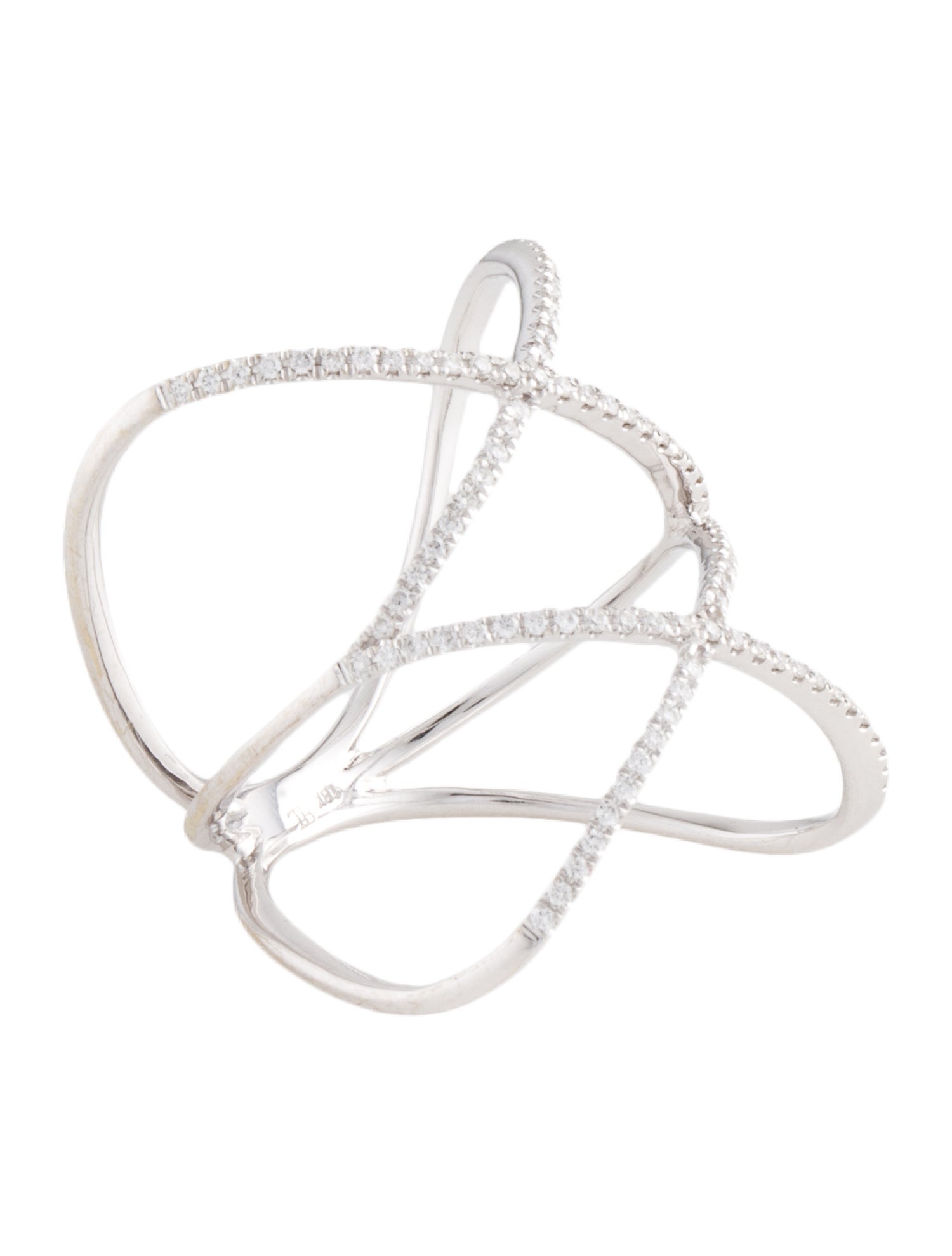 Bony Levy 18K Diamond Double Crisscross Ring - Rhodium-Plated 18K White ...