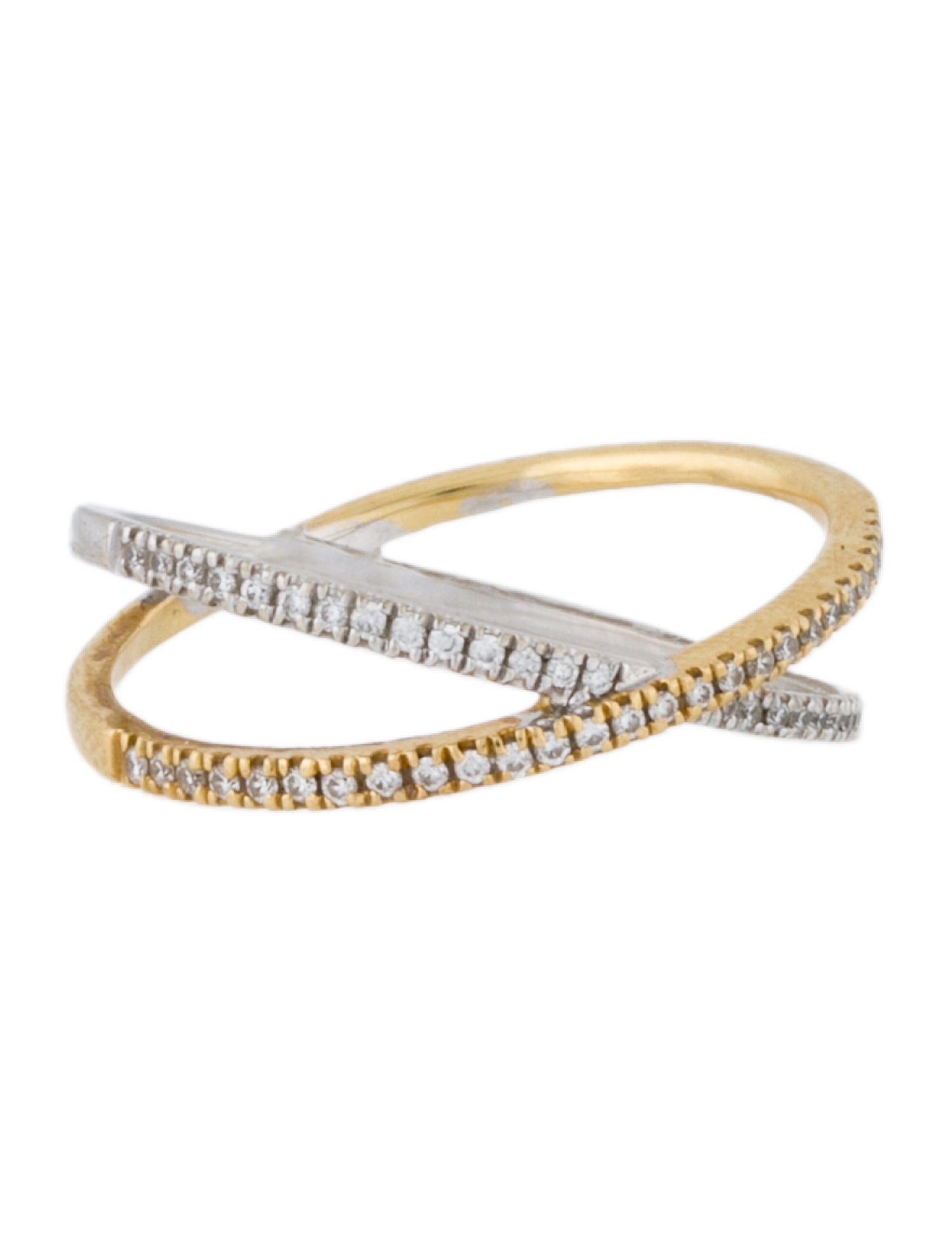 Bony Levy Two-Tone 18K Diamond Crossover Band - 18K Yellow Gold Band ...