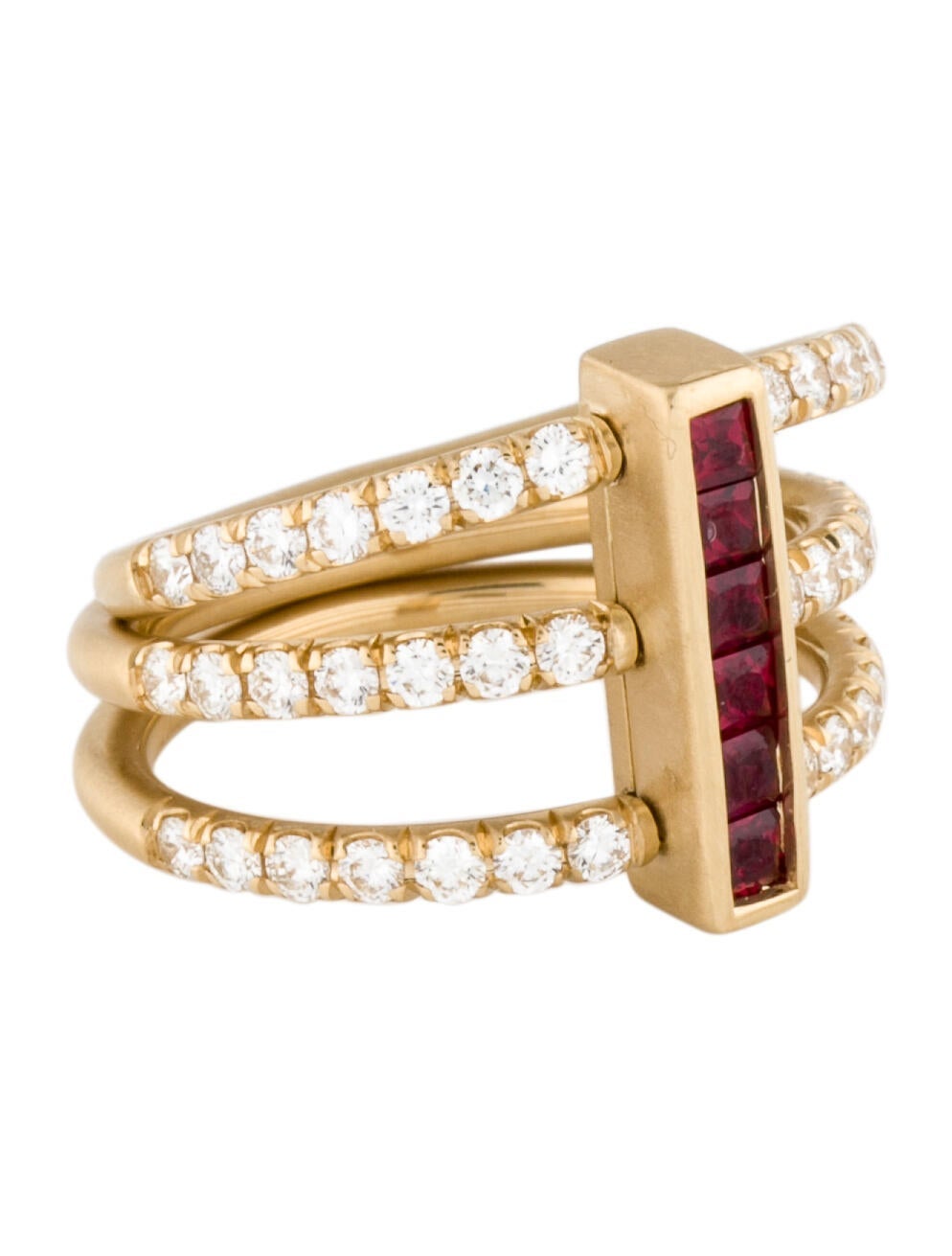 Carelle 18K Ruby & DIamond Bar Ring - 18K Yellow Gold Band, Rings ...