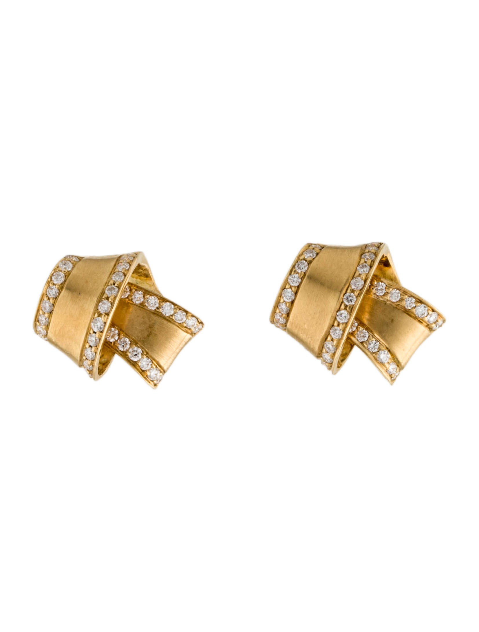 Carelle 18K Diamond Stud Earrings - 18K Yellow Gold Stud, Earrings ...