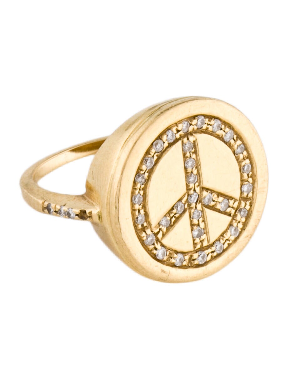Carolina Bucci 18K Diamond Peace Symbol Signet Ring - 18K Yellow Gold ...