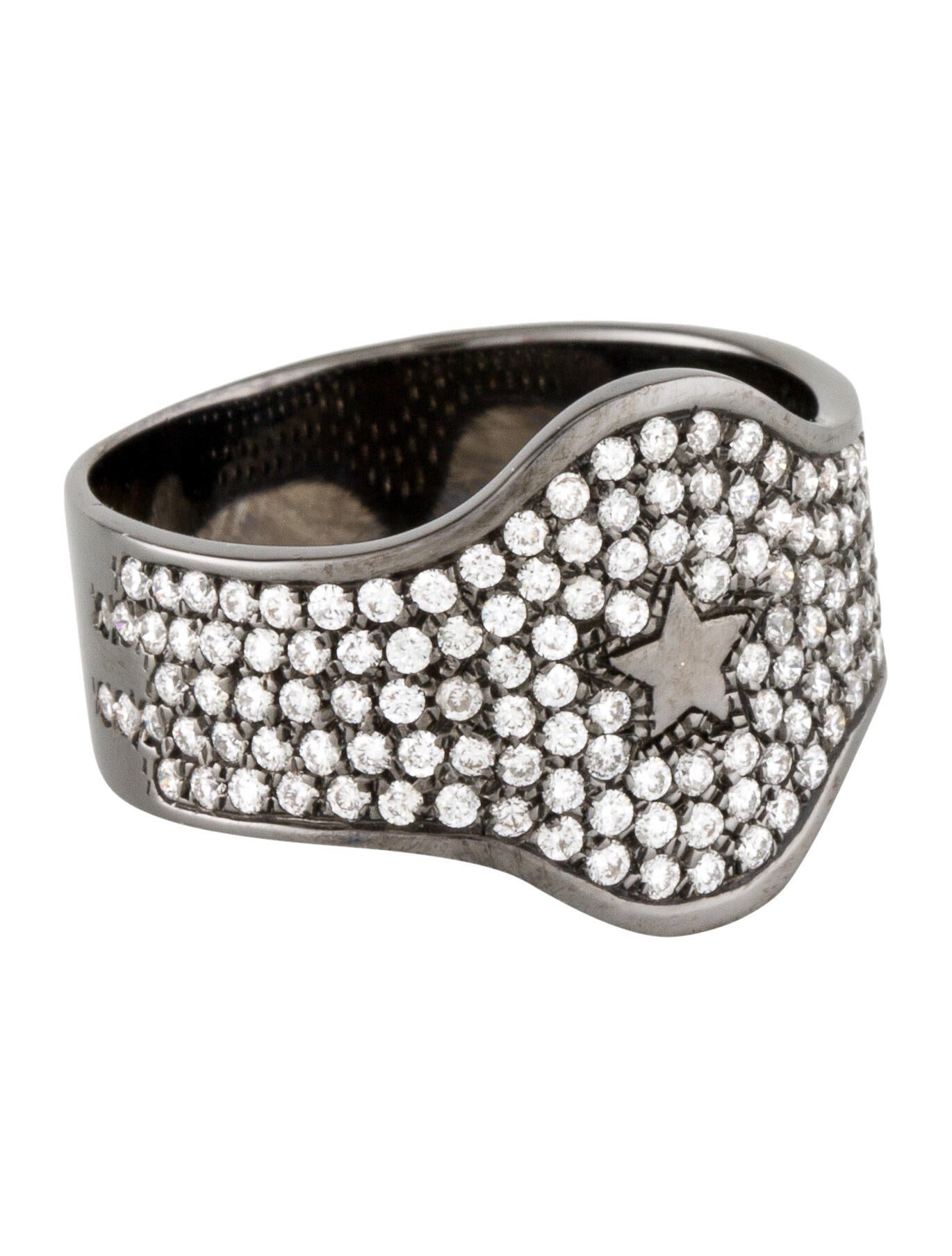 Carolina Bucci 18K Diamond Shield Band - 18K Black Gold Cocktail Ring ...
