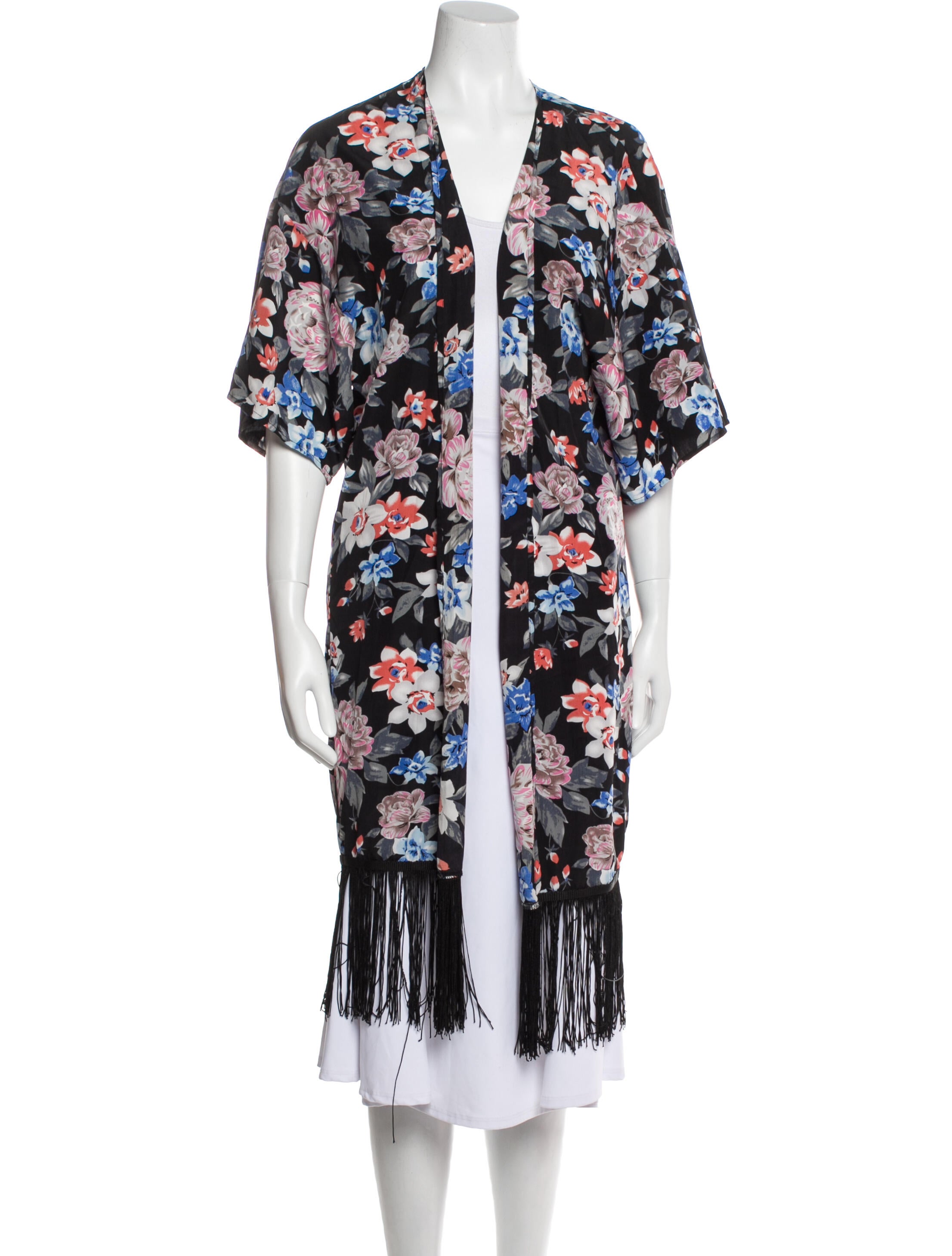 Carmen Marc Valvo Floral Print Coat - Black Coats, Clothing - CAE29660 ...