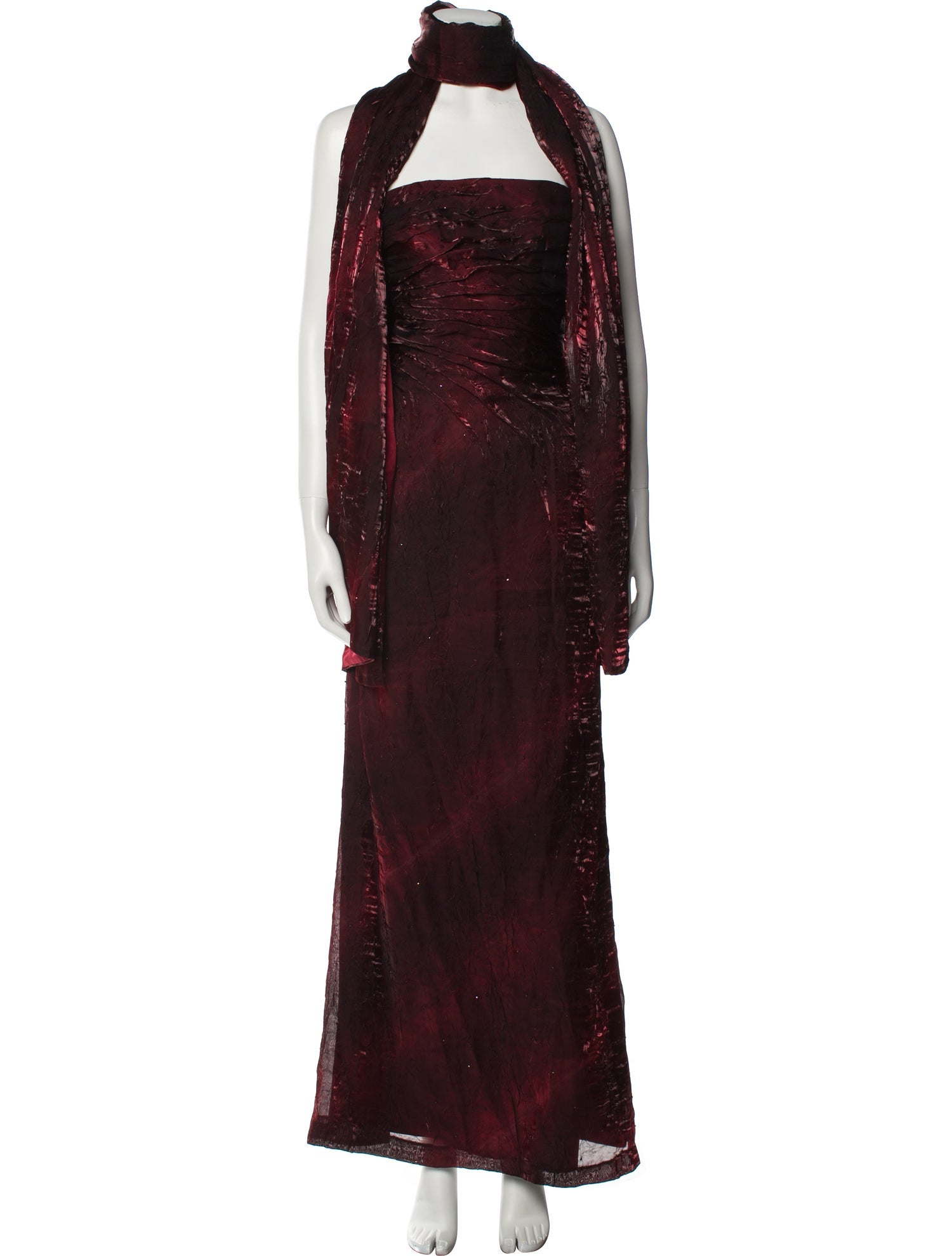 Carmen Marc Valvo Drees w/ shawl Long Dress - Red Dresses, Clothing ...
